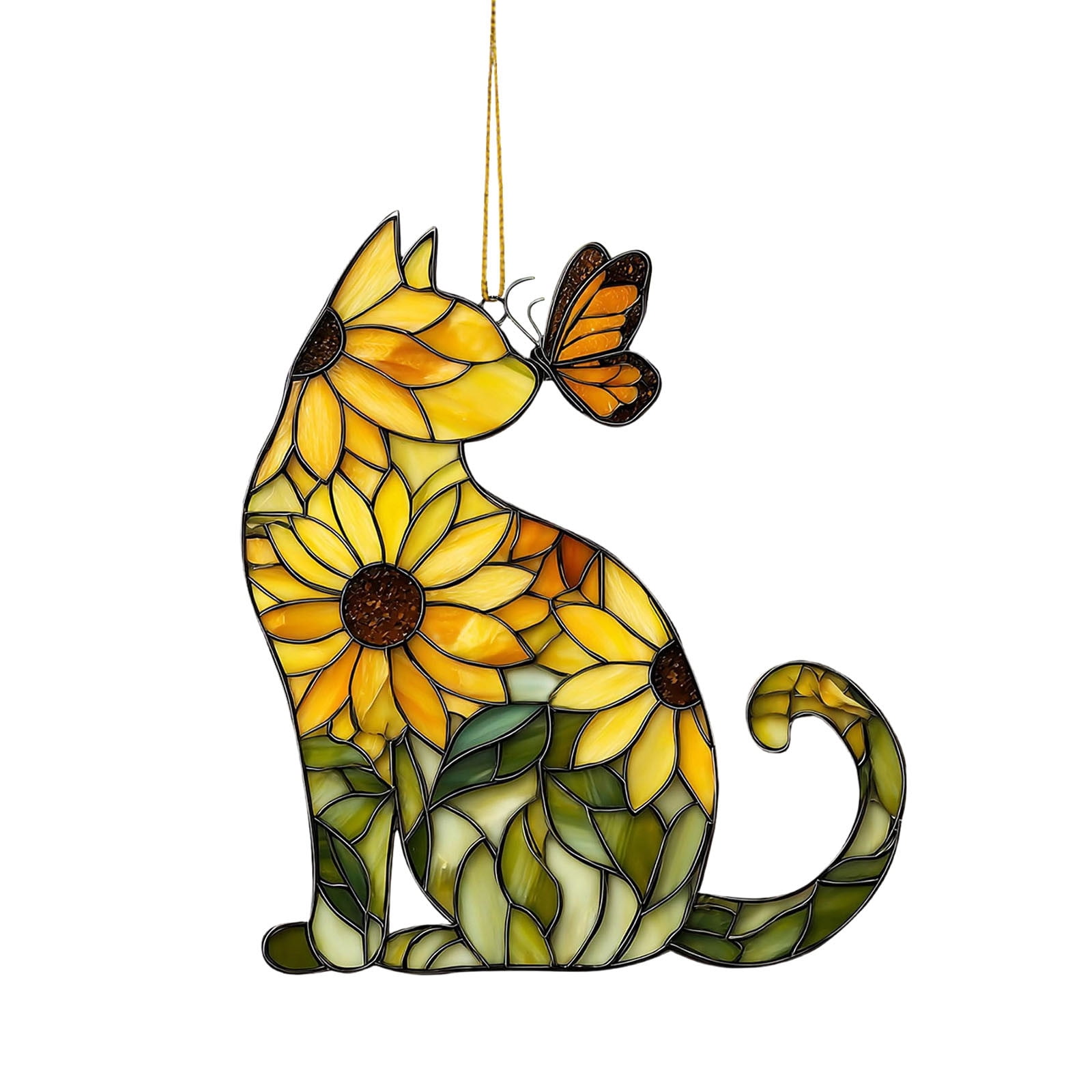 C Acrylic Sunflower Cat Sun Catcher, Window Rainbow Light Reflector ...