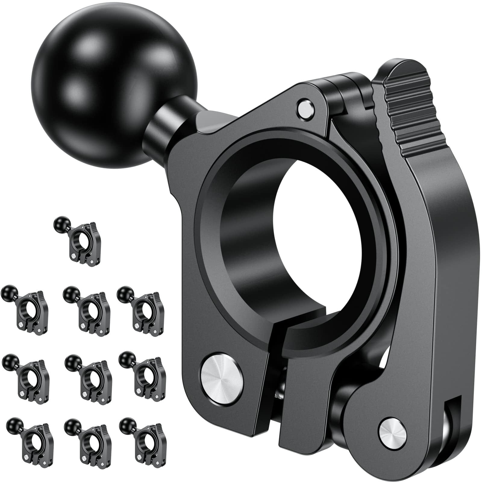 C Aluminum Alloy Handlebar Clamp Mount Base with 1'' TPU Ball for Rail Diameter 0.5'' 0.87'' 1 ...