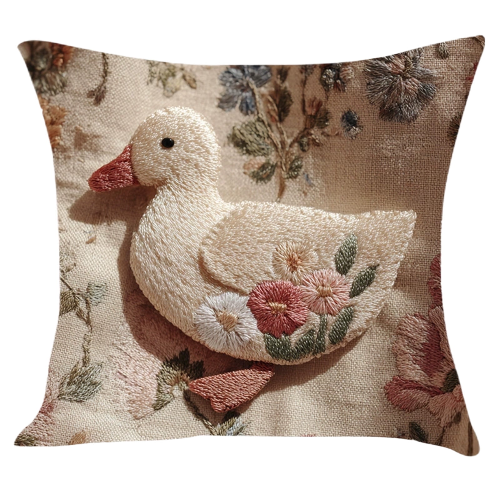 C Animal Themed Polyester Pillow Cover With Faux Embroidery Design For ...