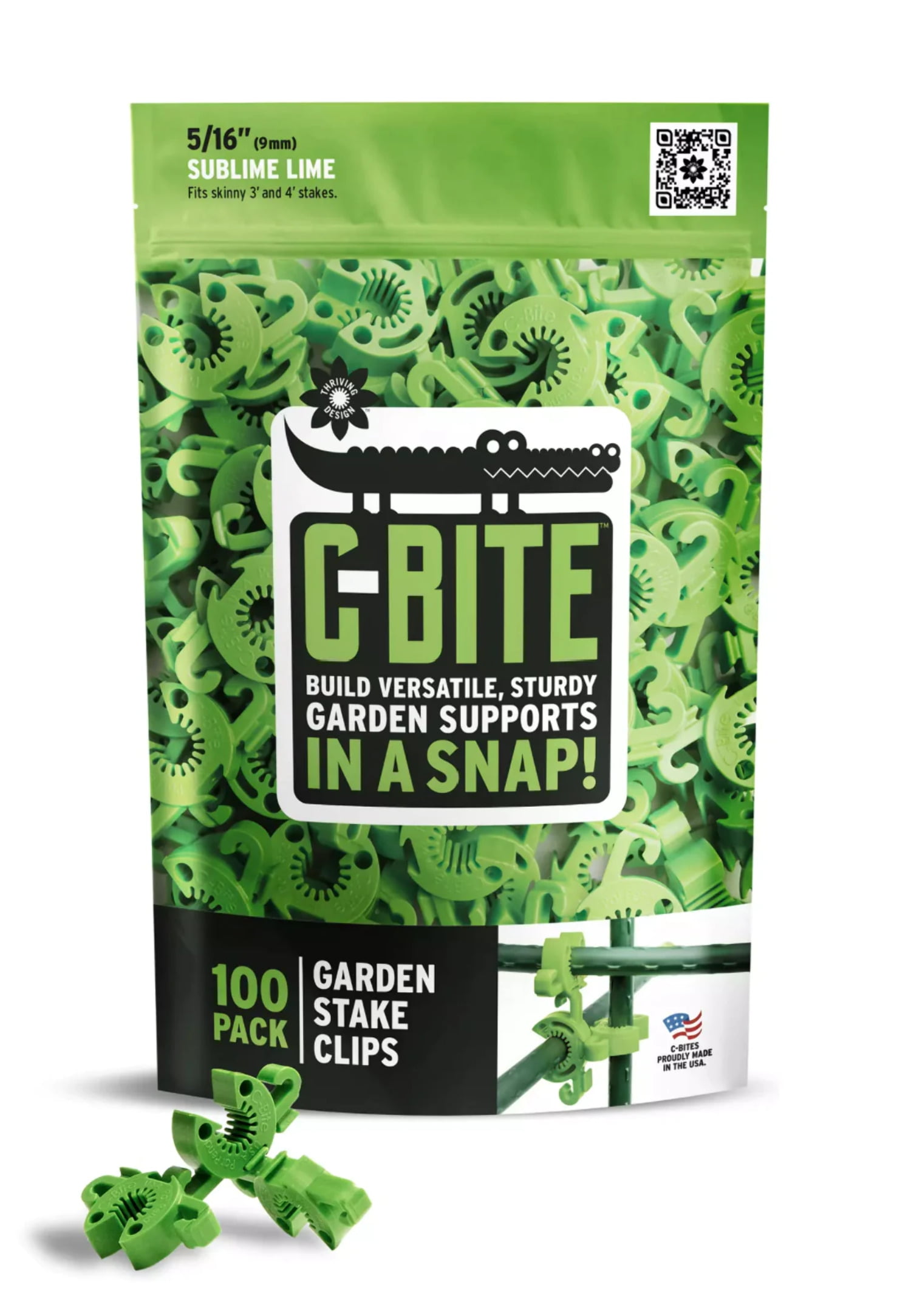 C-BITE Lime Green Stake Clips for 5/8 Garden Stakes - Walmart.com