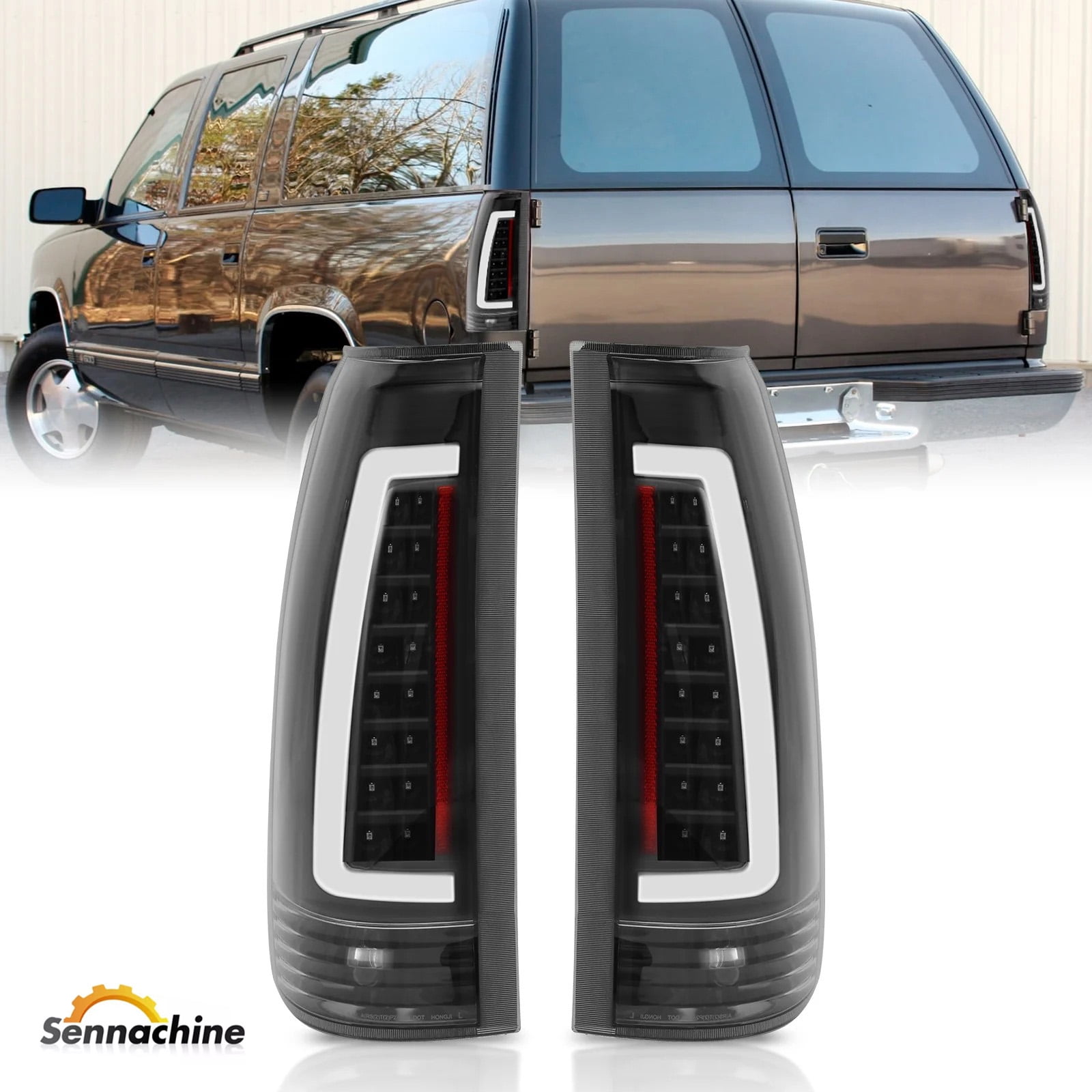 C-Bar LED Black Tail Lights For 88-99 Chevy C10 GMC C/K Silverado Tahoe ...