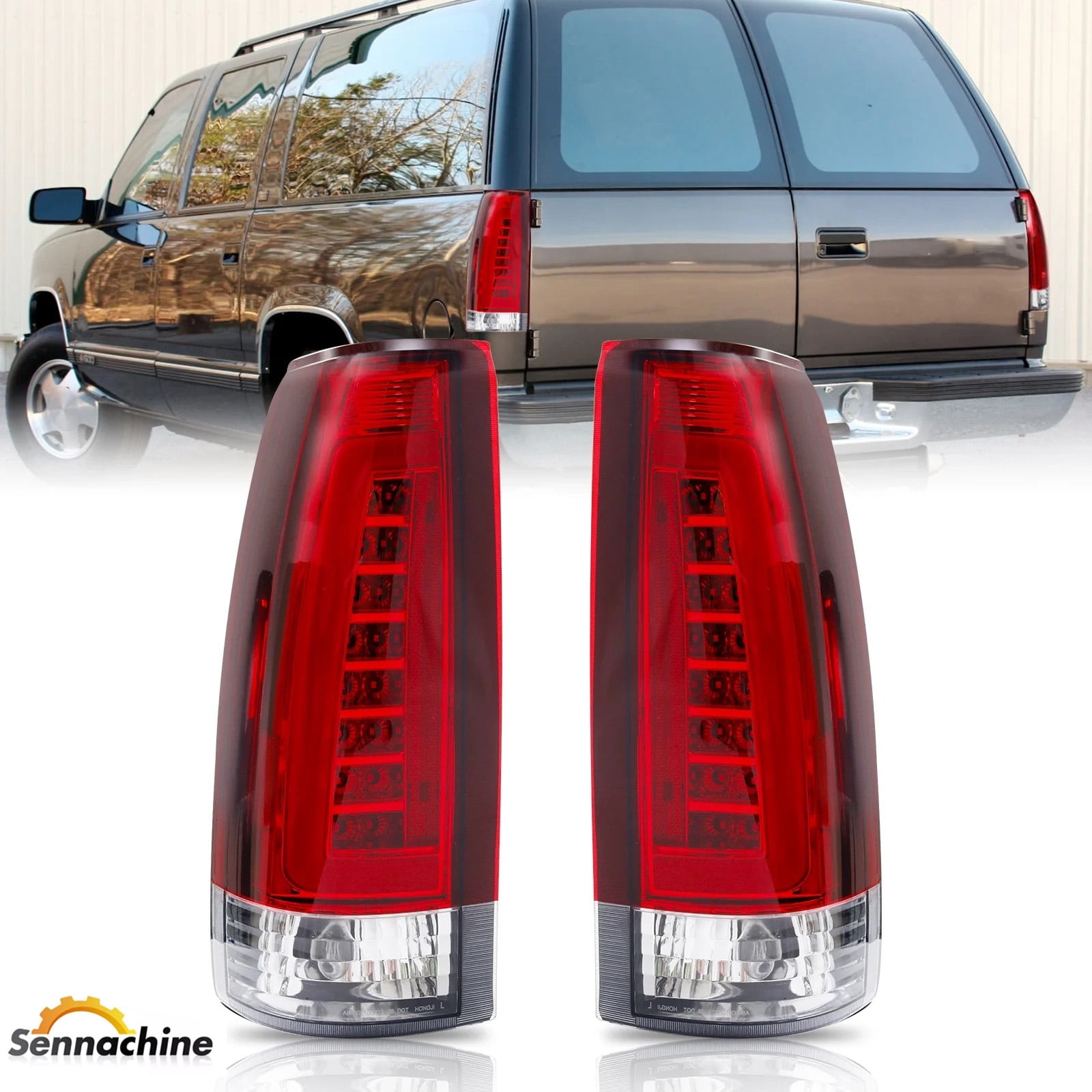 C-Bar LED Red Tail Lights Set For 88-99 Chevy GMC C10 C/K Silverado ...