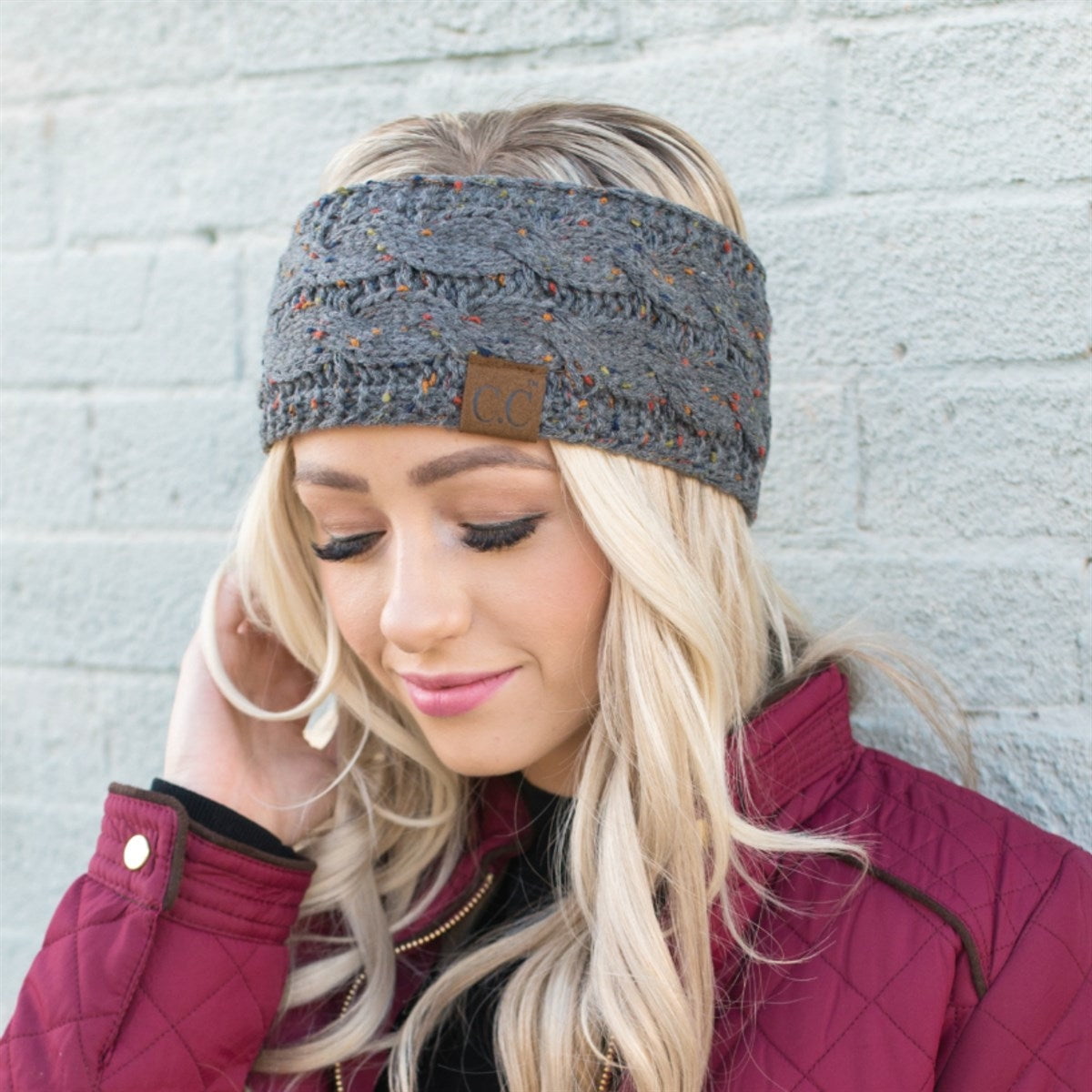 C.C Confetti Head Wrap, Lined Winter Headbands for Women, Natural Grey ...