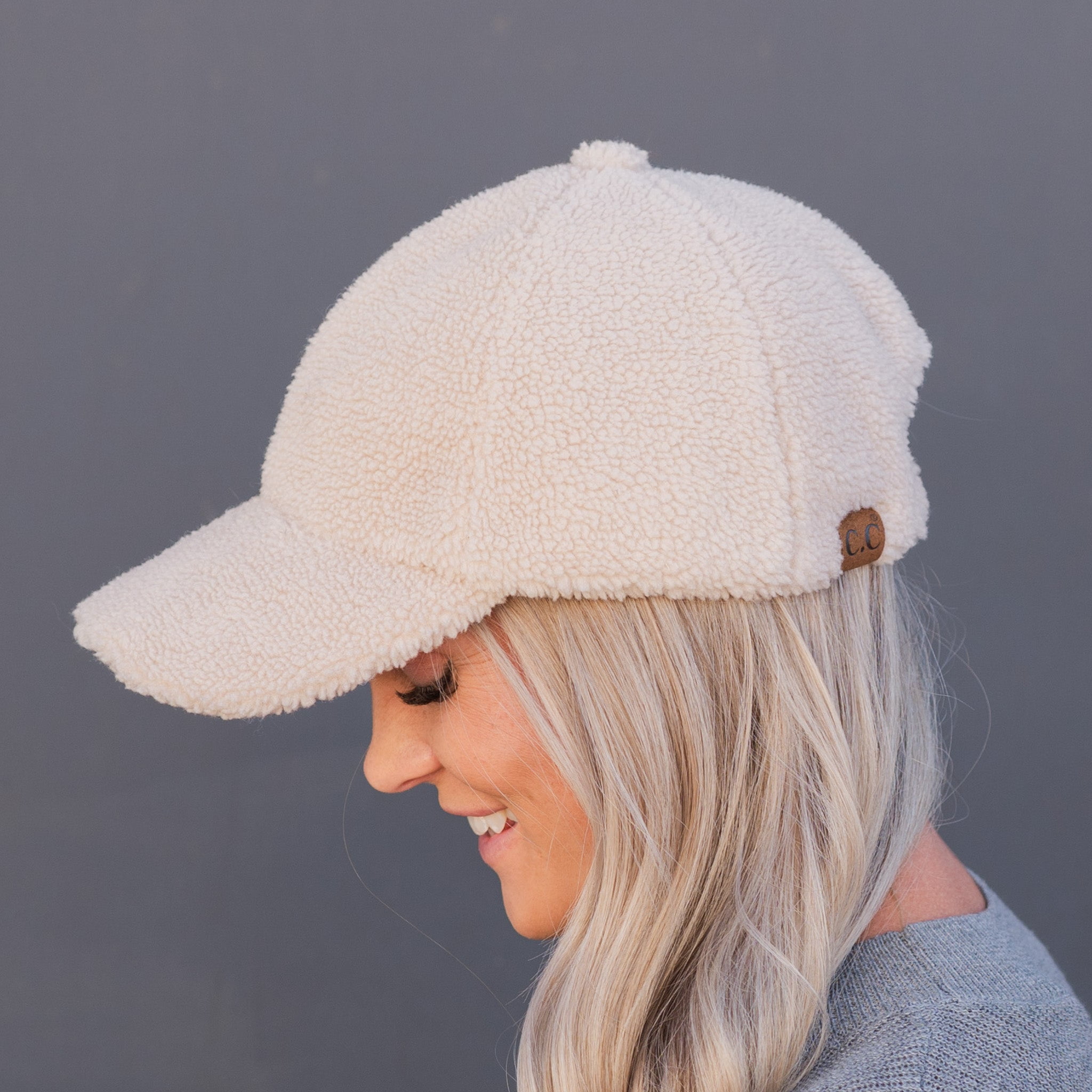 C.C Cozy Sherpa Baseball Cap, Off-White, 1 Count - Walmart.com