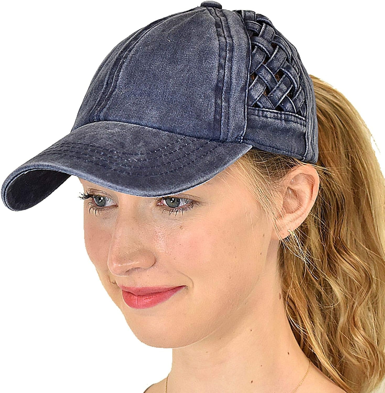 C.C Criss Cross Pattern Ponycap Adjustable Messy High Bun Ponytail ...