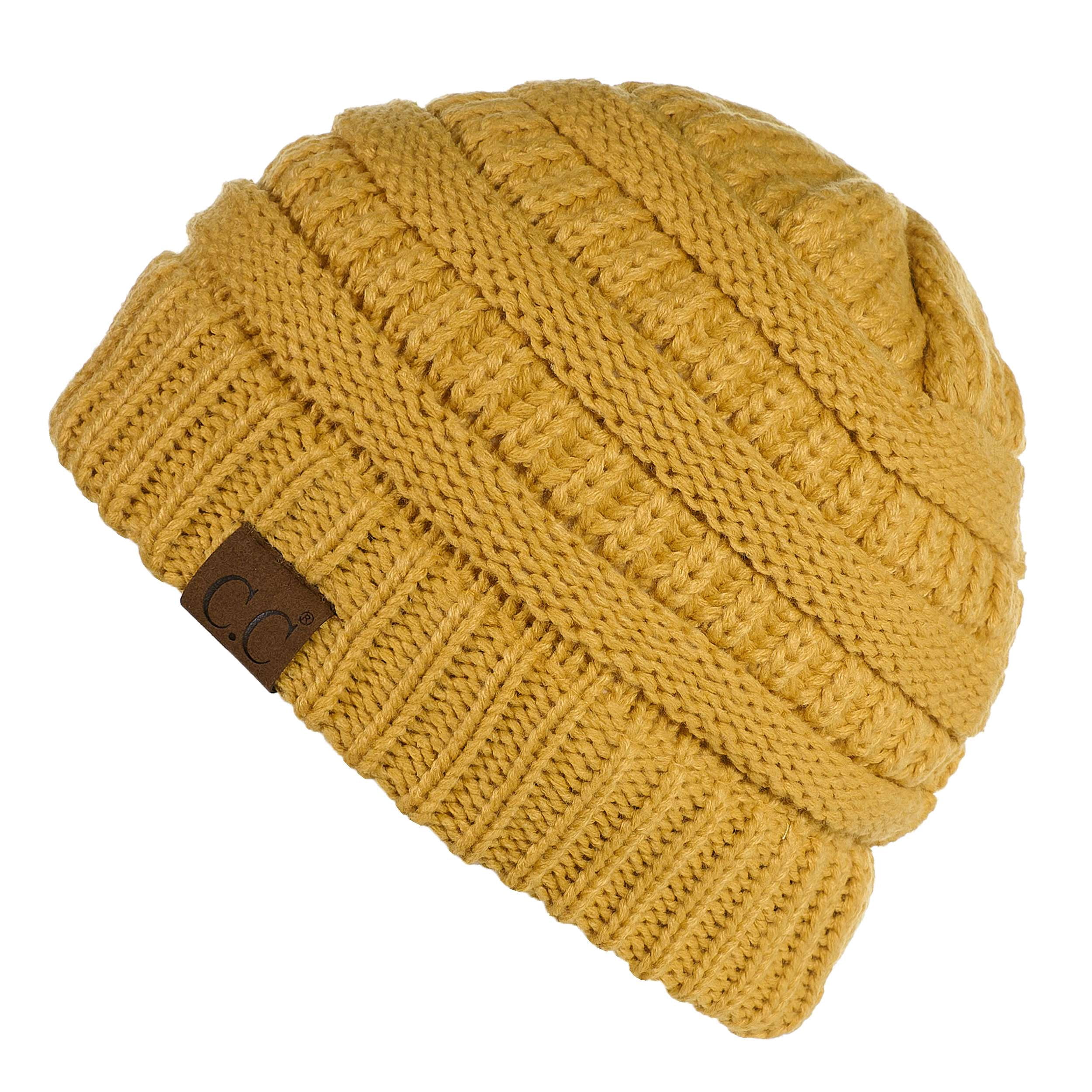 C.C Hat-20A Slouchy Thick Warm Cap Hat Skully Color Cable Knit Beanie ...