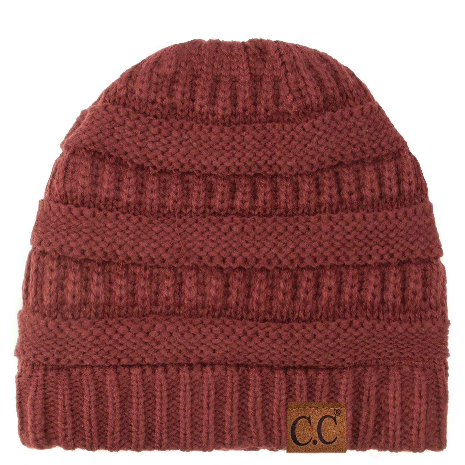 C.C Hat-20A Slouchy Thick Warm Cap Hat Skully Color Cable Knit Beanie ...