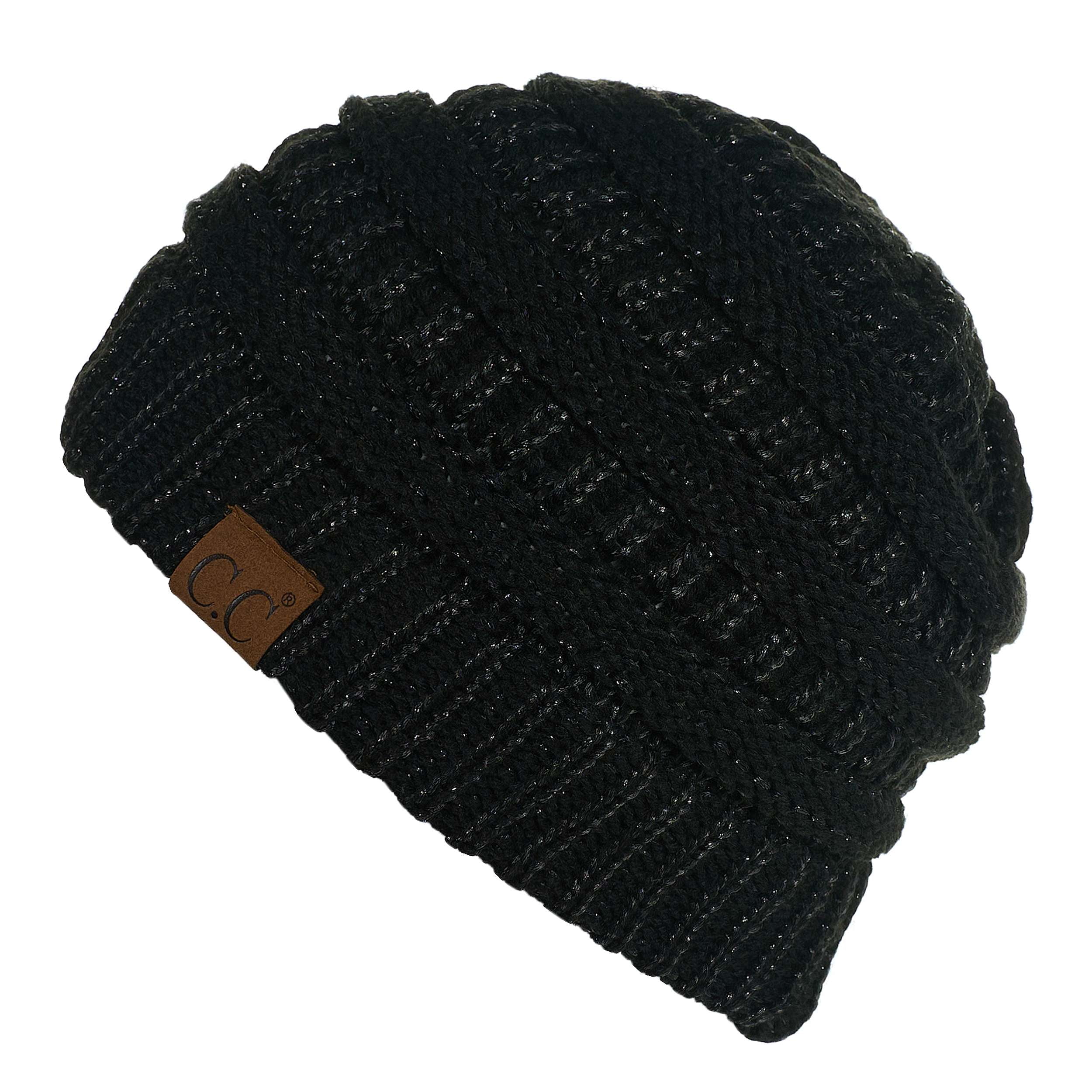 C.C Hat-20A Slouchy Thick Warm Cap Hat Skully Color Cable Knit Beanie ...