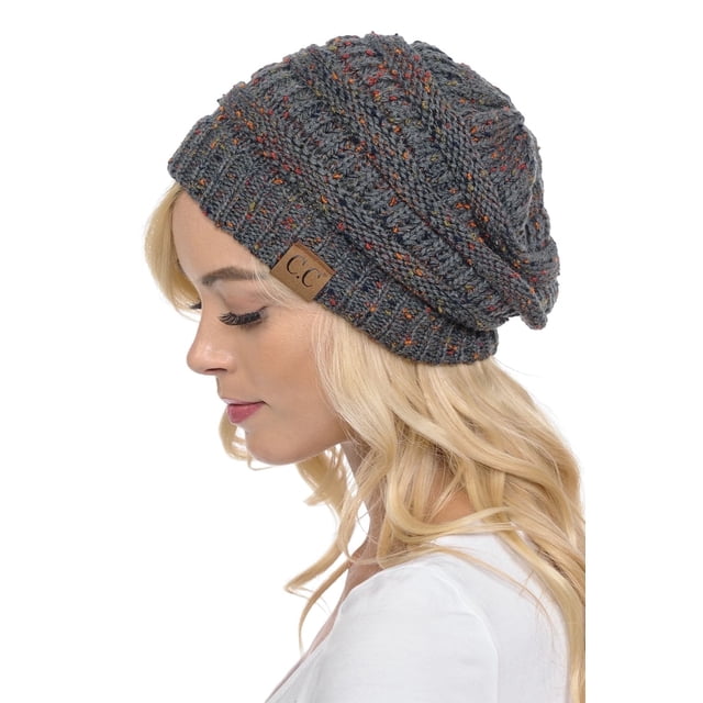 C.C Hat-33 Slouchy Thick Warm Cap Hat Skully Color Cable Knit Beanie ...