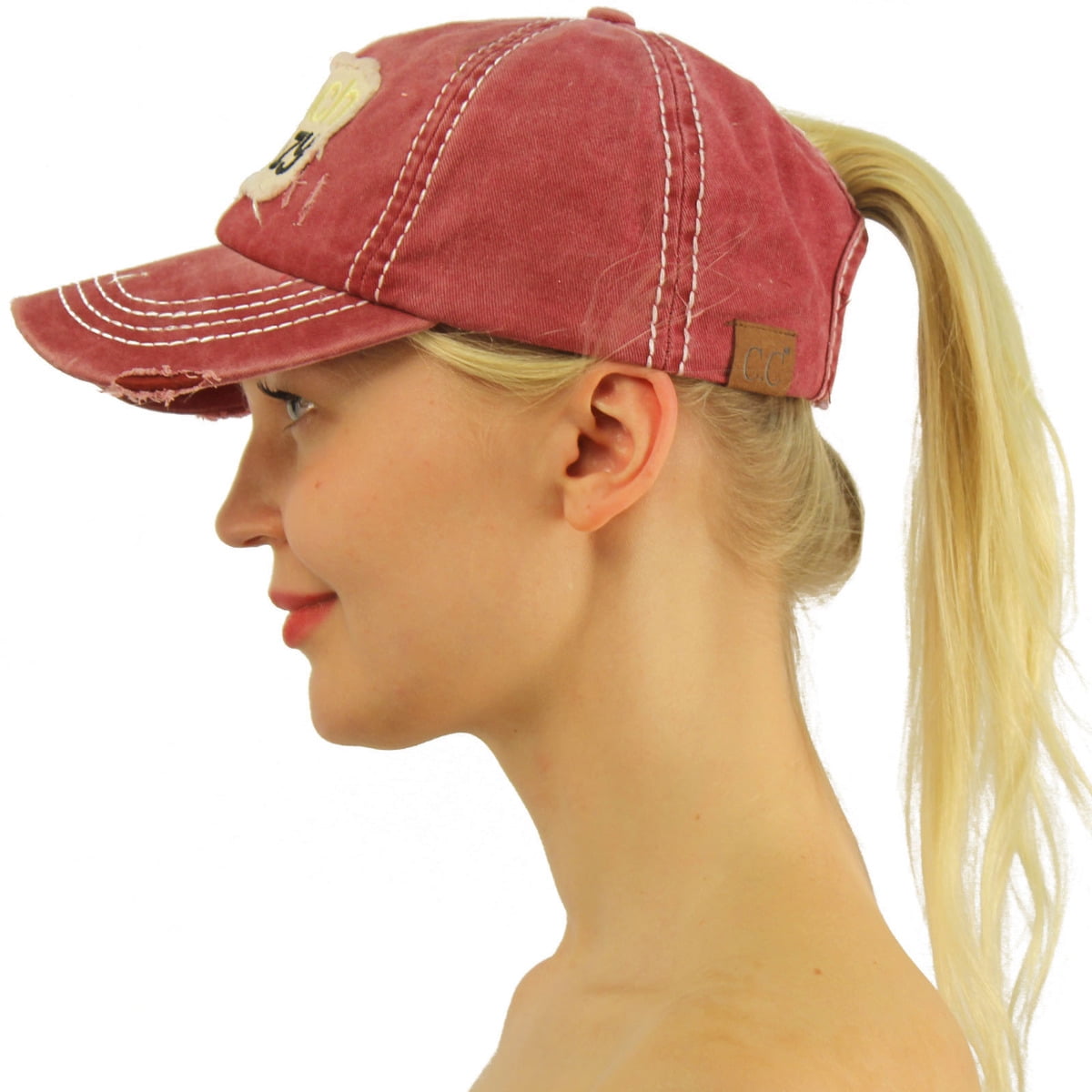 C.C Ponytail Messy Buns Trucker Ponycaps Plain Baseball Visor Cap Dad ...