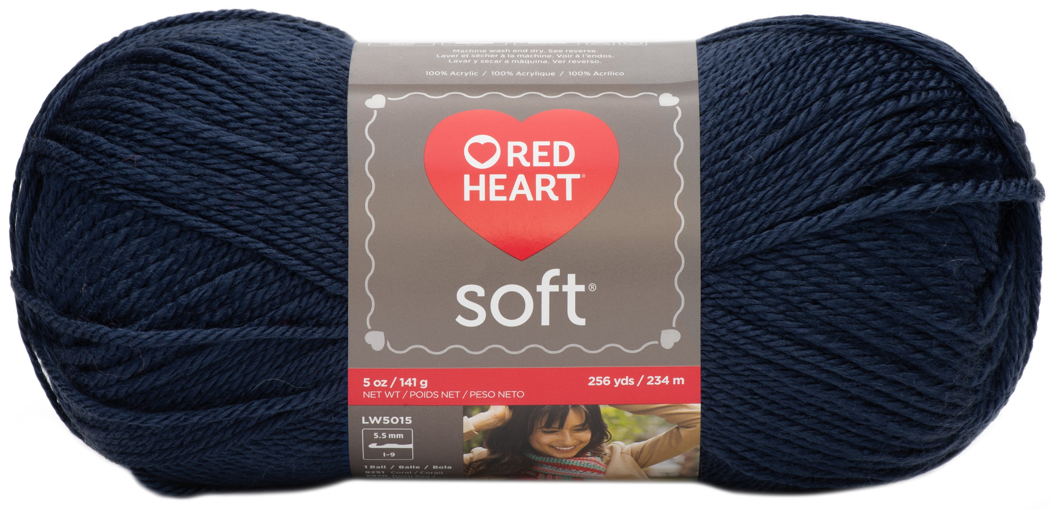 Red Heart Soft Yarn, 5oz 256yd, Navy, 100% Acrylic, Medium Worsted ...