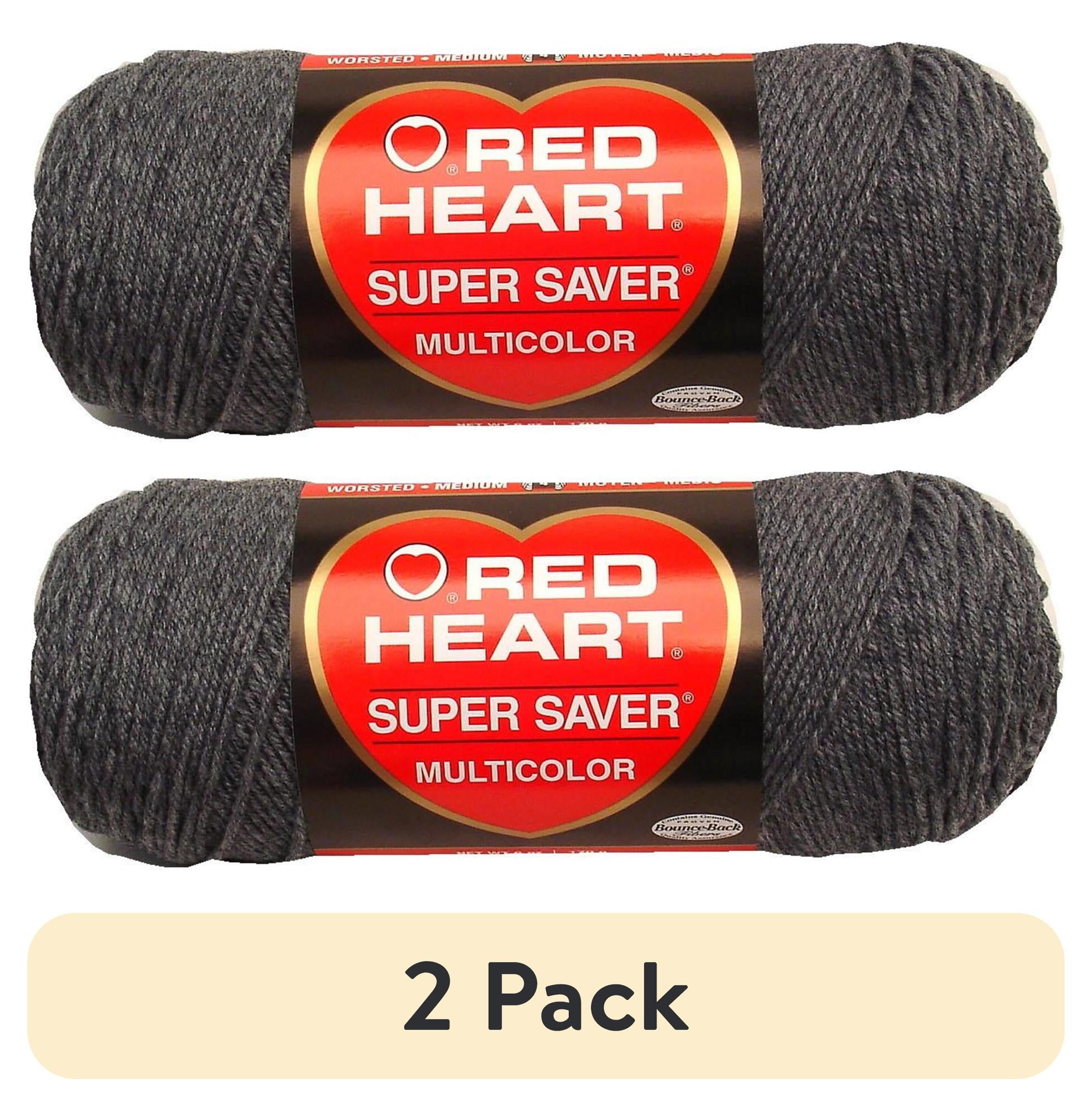 (2 pack) Red Heart Super Saver Yarn, Gray Heather, 7oz(198g), Medium ...