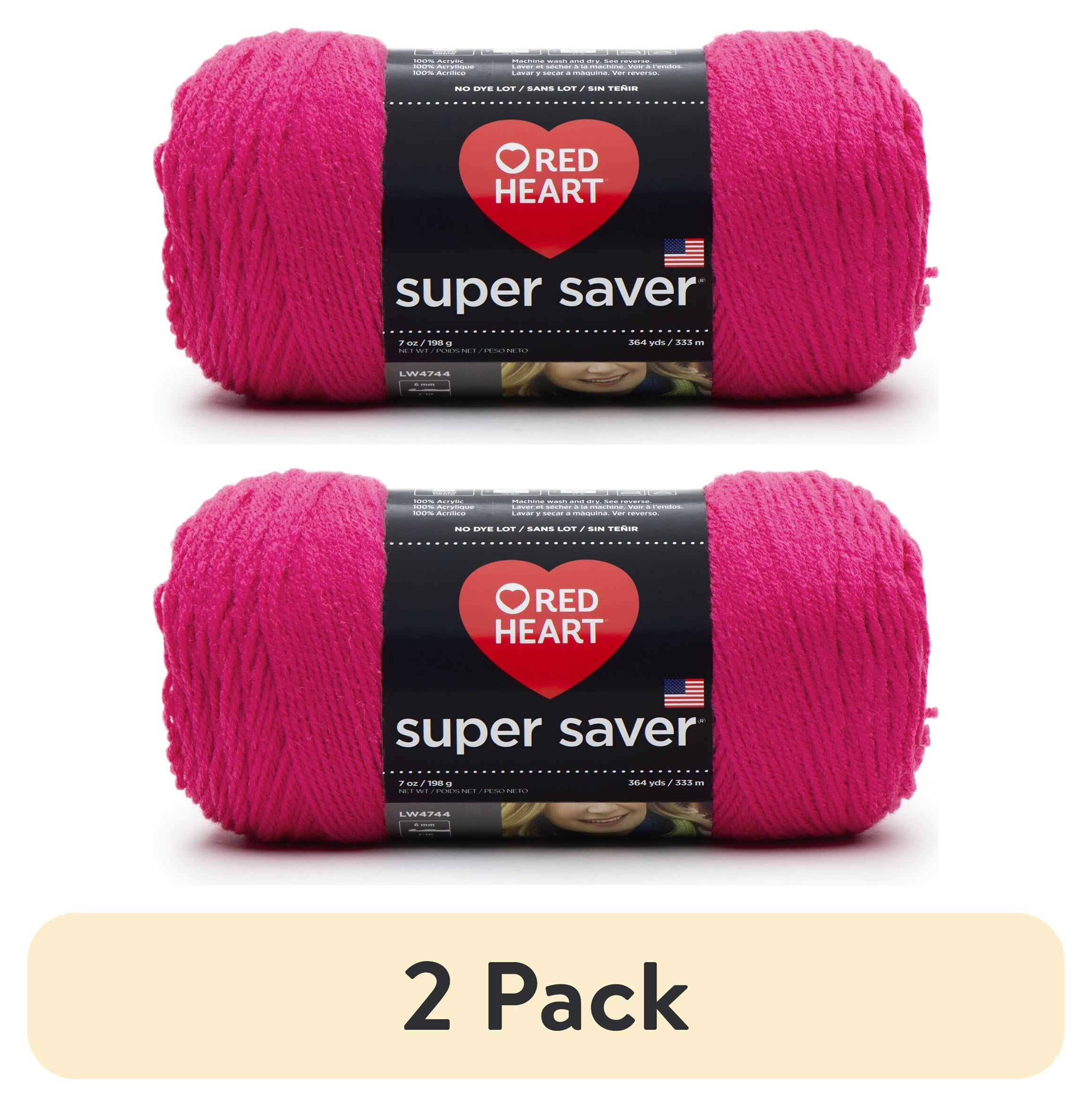 (2 pack) Red Heart Super Saver Yarn, Shocking Pink - Walmart.com