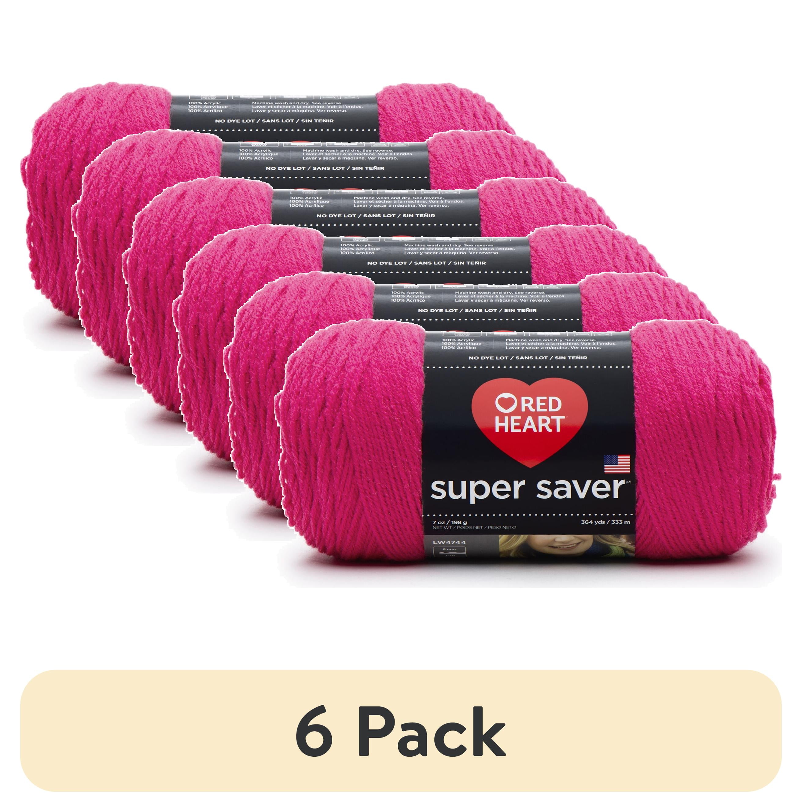 (6 pack) Red Heart Super Saver Yarn, Shocking Pink - Walmart.com