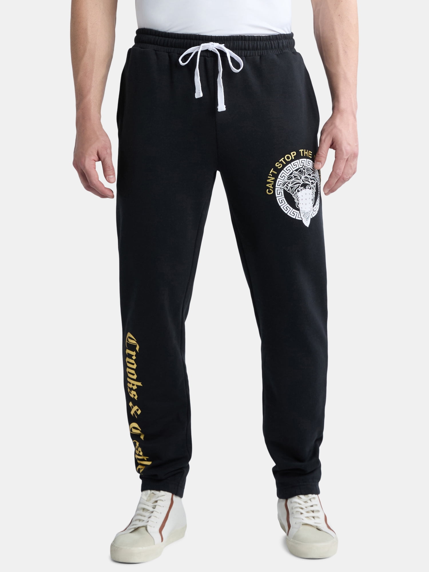 Crooks & Castles Men's and Big Men's Shiny Graphic Jogger Pants, Sizes ...