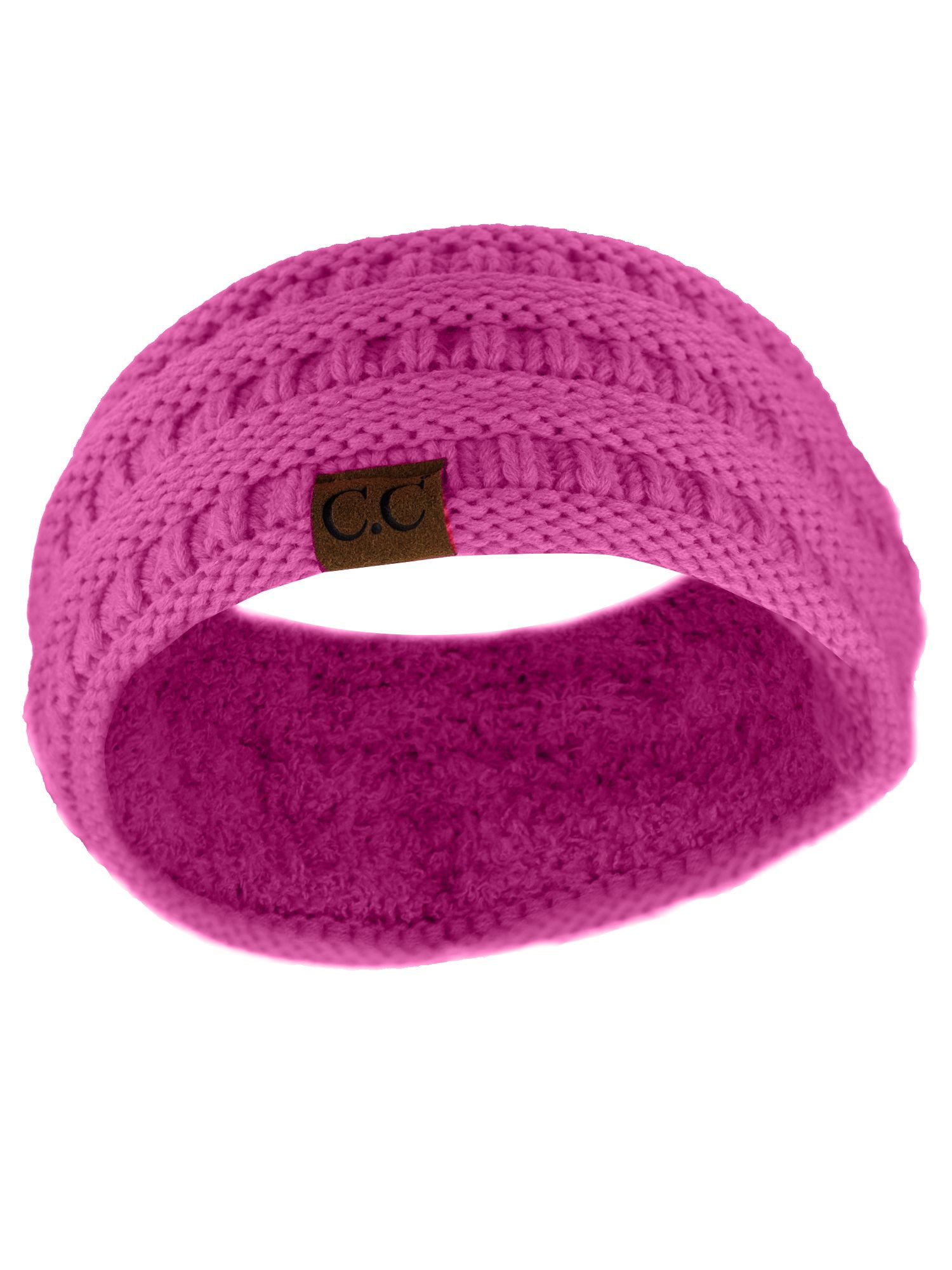 C/C Soft Stretch Winter Warm Fuzzy Lined Cable Knit Ear Warmer Headband ...