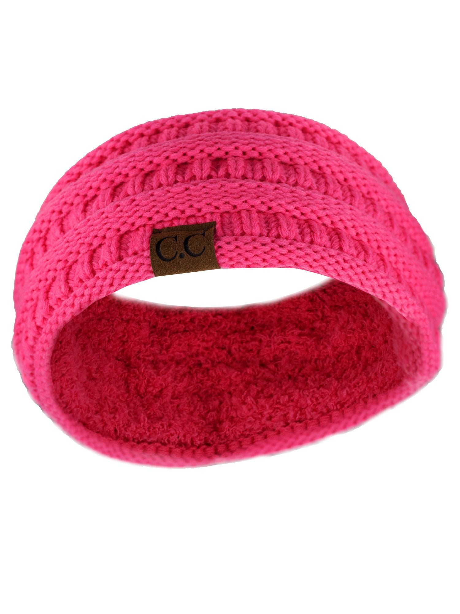 C.C Soft Stretch Winter Warm Cable Knit Fuzzy Lined Ear Warmer Headband ...