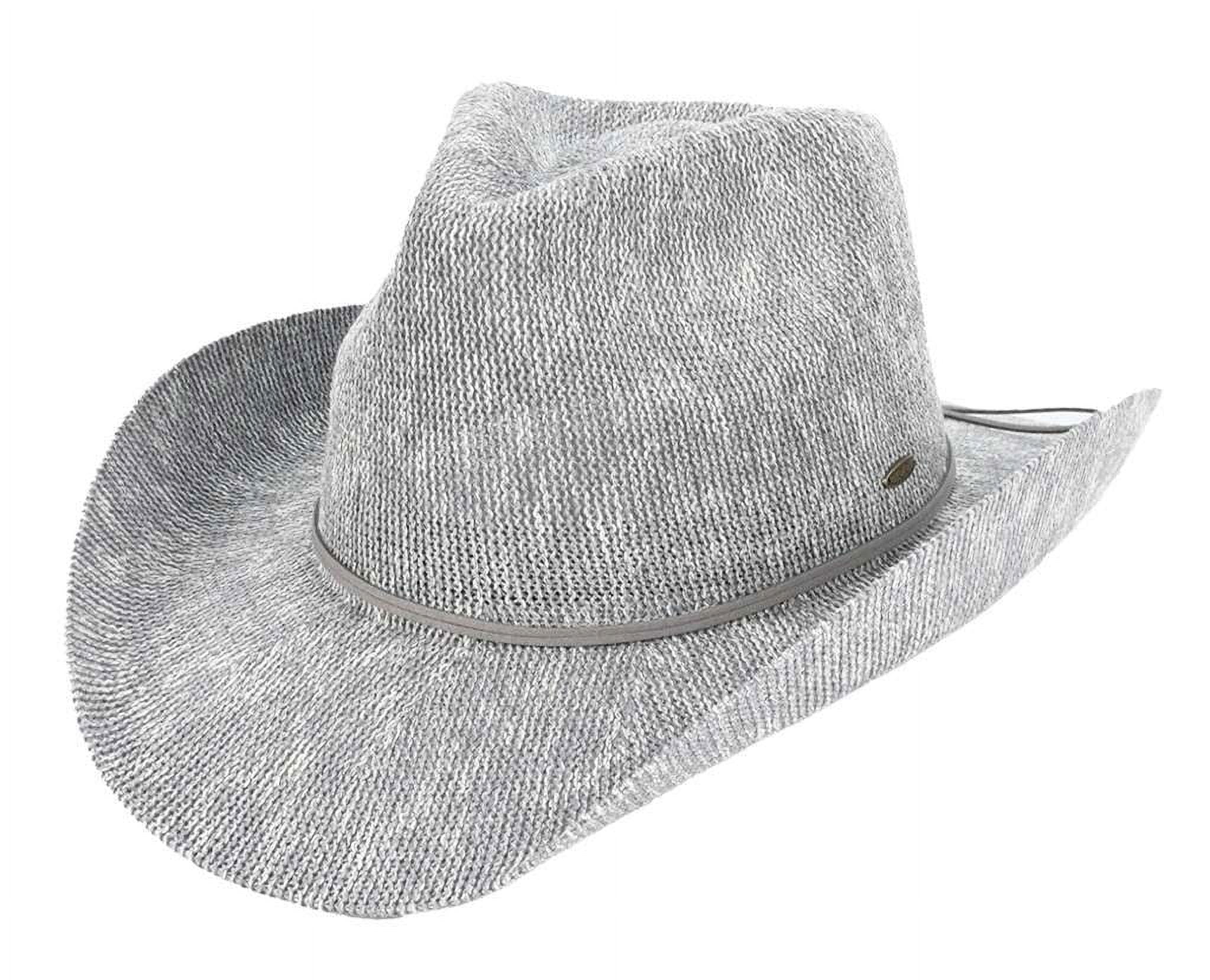 C.C Sparkly Sequin Cowboy Hat with Suede String Trim, Pastel Grey ...