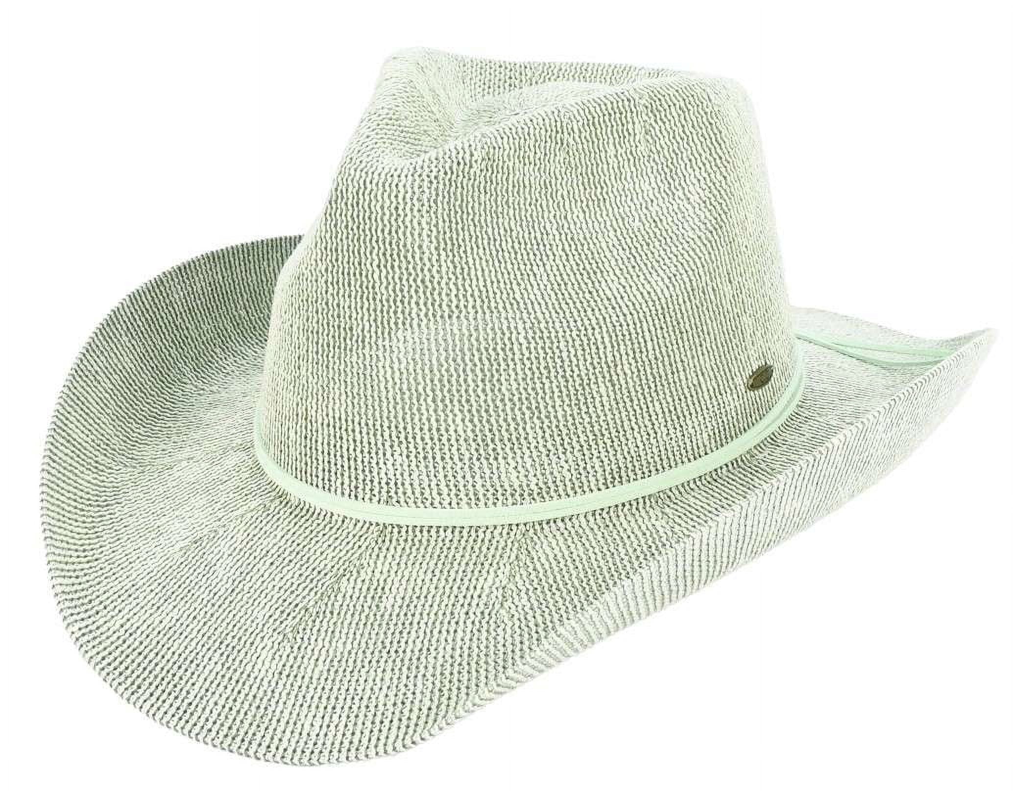 C.C Sparkly Sequin Cowboy Hat with Suede String Trim, Pastel Sage ...