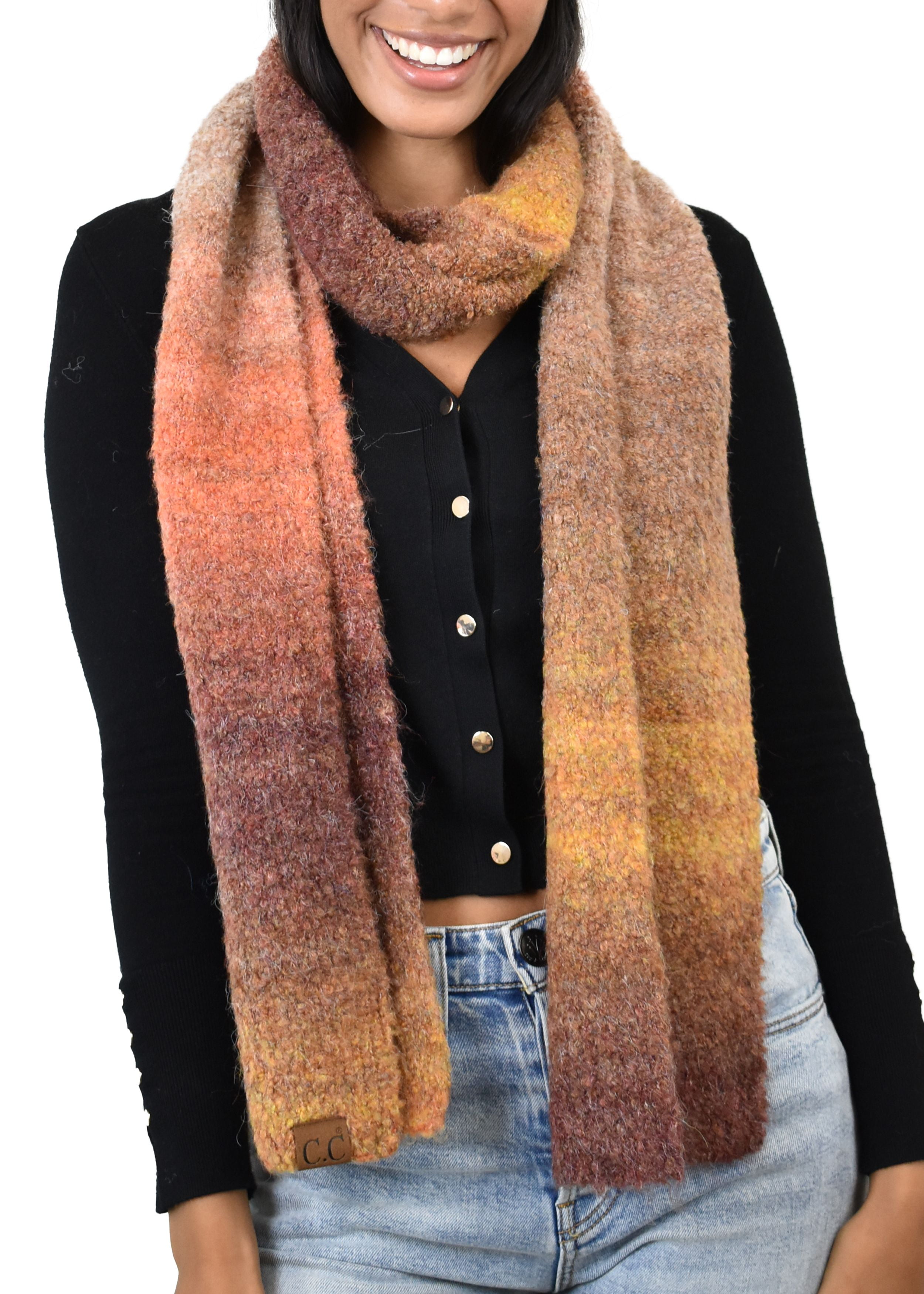C.C Unisex Eco-Friendly Recycled Yarn Wool Blend Extra Long Scarf Wrap ...