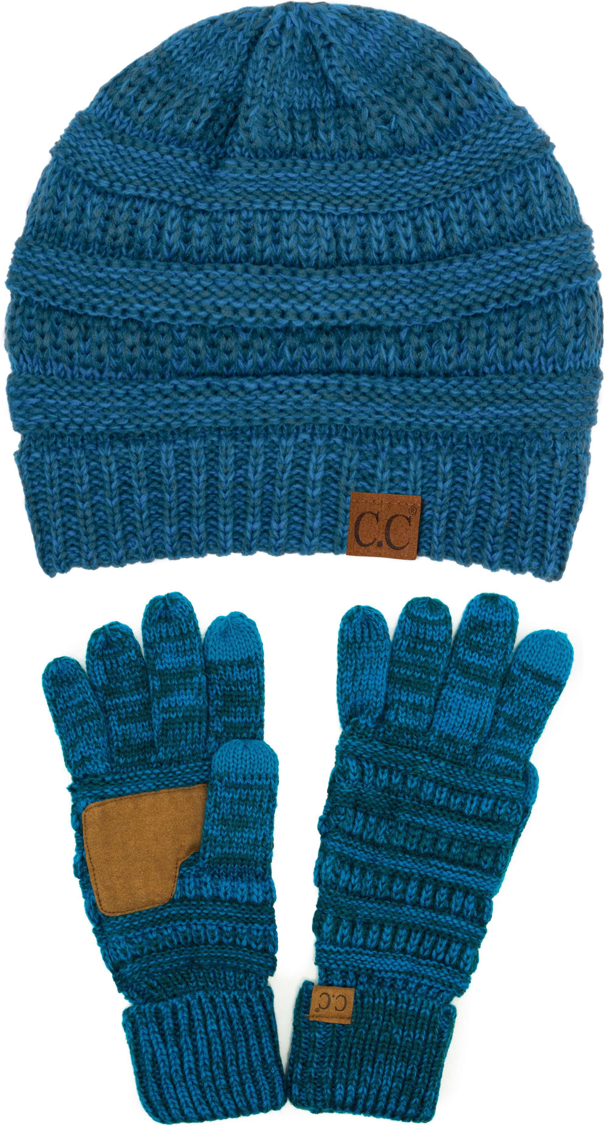 C.C Unisex Soft Stretch Cable Knit Beanie and Anti-Slip Touchscreen ...