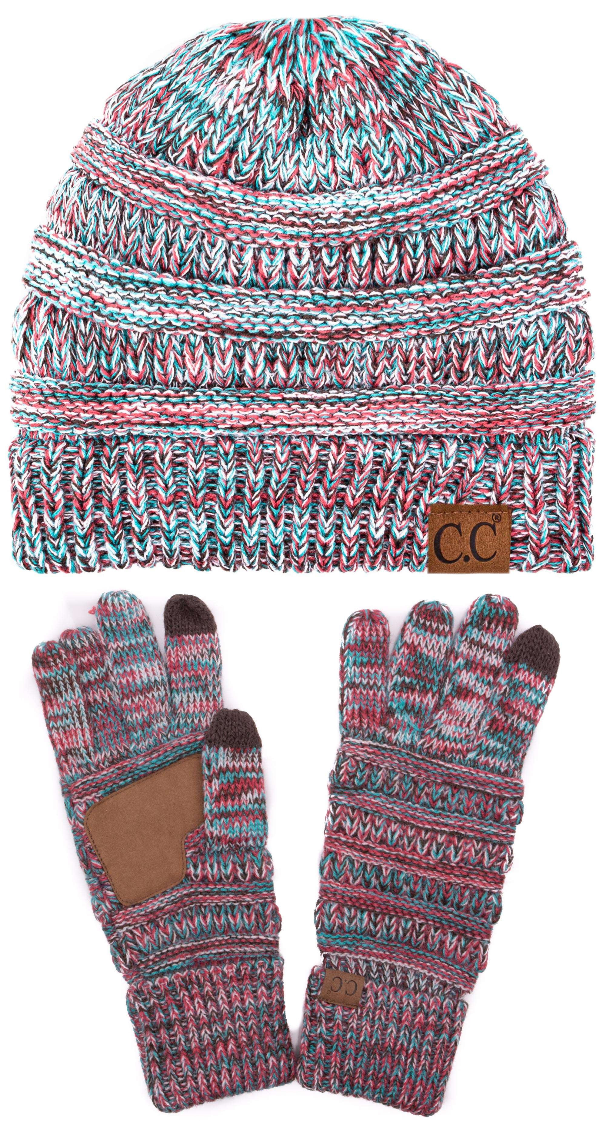 C.C Unisex Soft Stretch Cable Knit Beanie and Anti-Slip Touchscreen ...