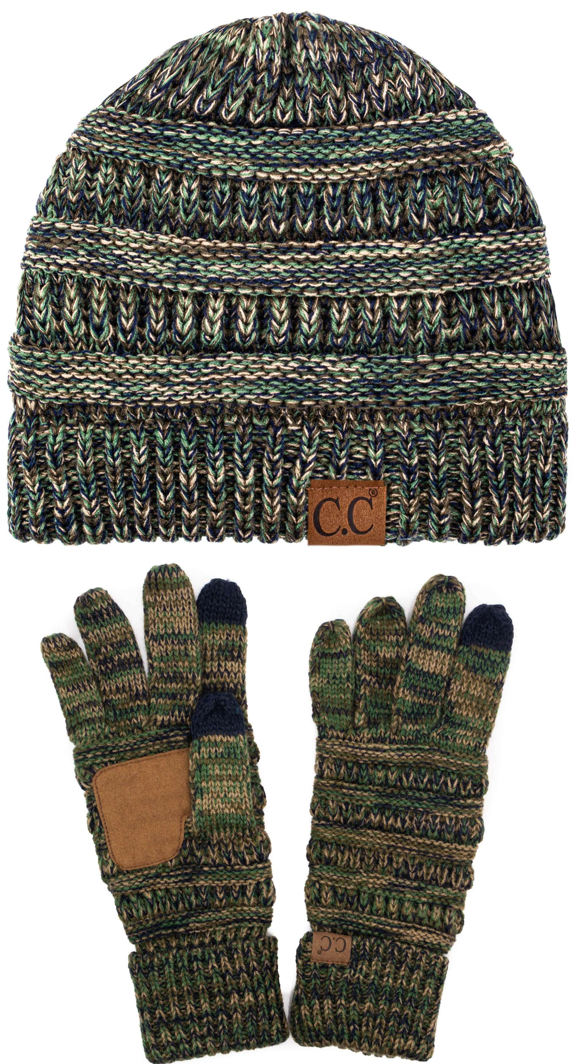 C.C Unisex Soft Stretch Cable Knit Beanie and Anti-Slip Touchscreen ...
