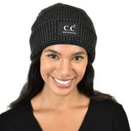 C.C Hat-43 Thick Warm Cap Hat Skully Faux Fur Pom Pom Cable Knit Beanie ...