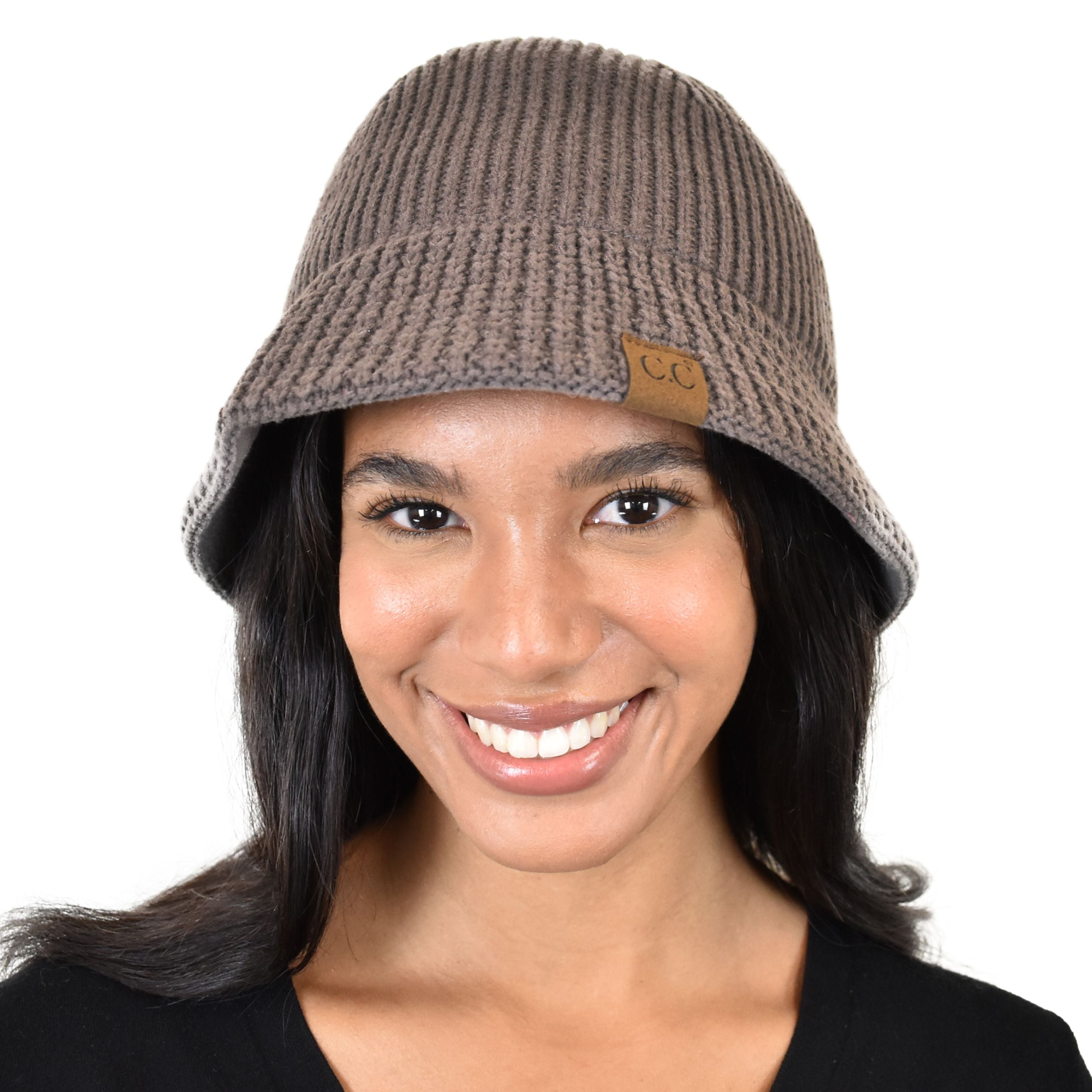 C.C Unisex Winter Cable Knit Packable Vintage Cloche Bucket Hat, Earth ...