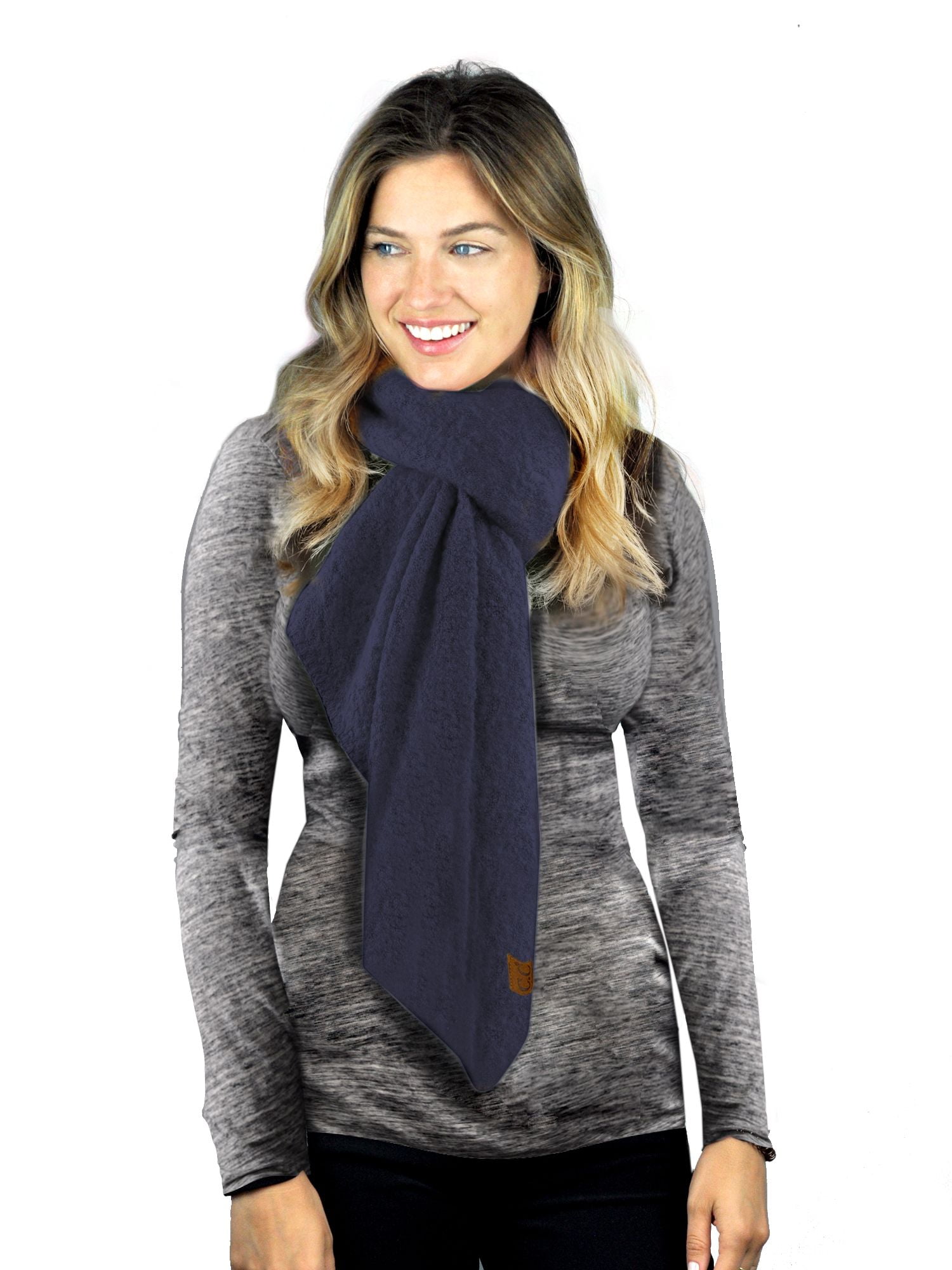 C.C Women's Boucle Knit Bias Cut Whipstitched Edged Long Scarf Wrap ...