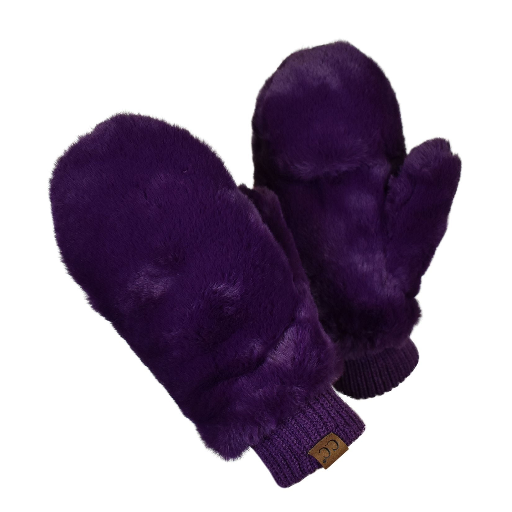 C.C Women's Faux Fur Wrist Length Fingerless Sherpa Lined Convertible ...