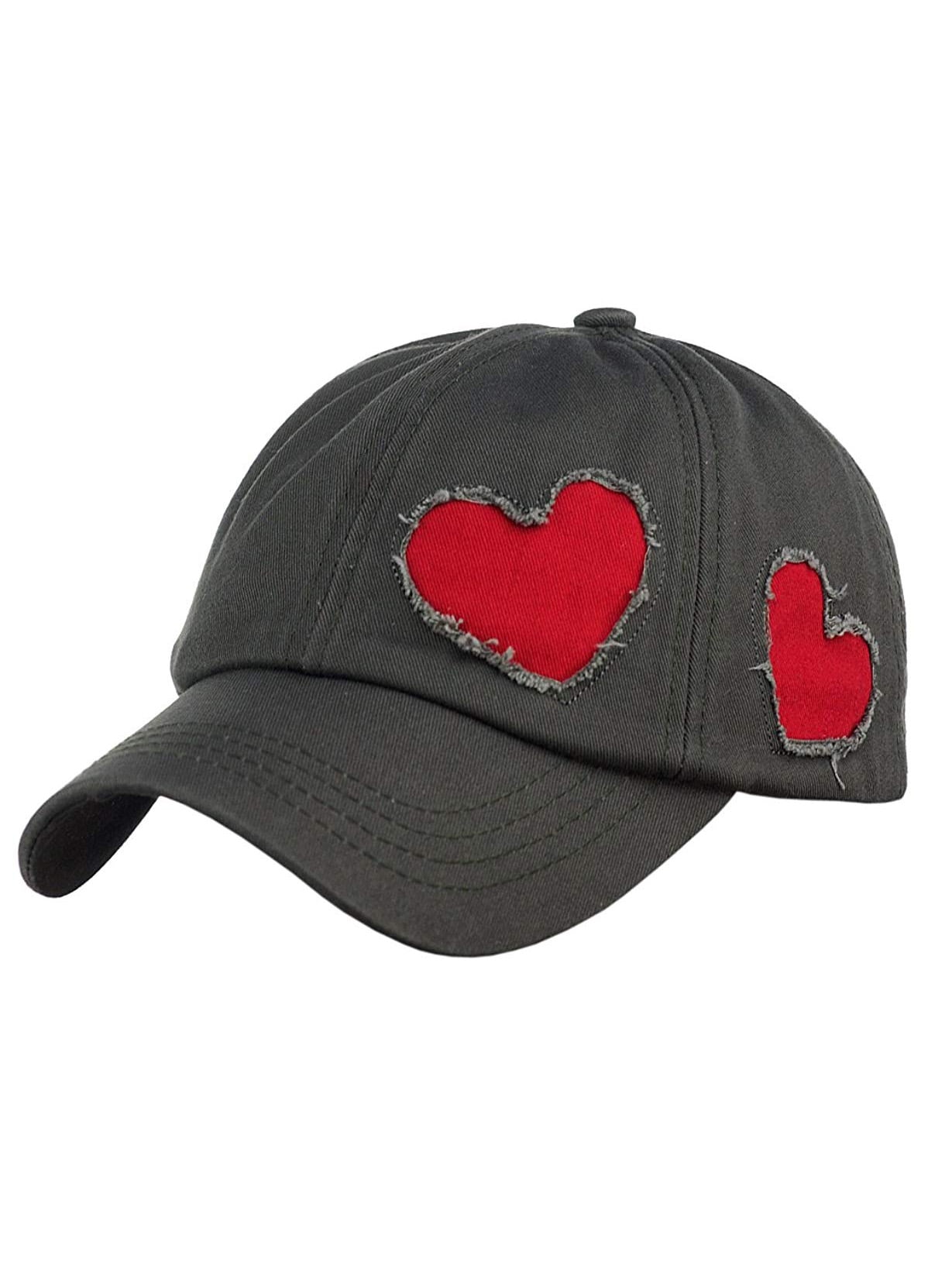 C.C Women's Heart Cut Design Cotton Baseball Cap Hat, Olive Red ...