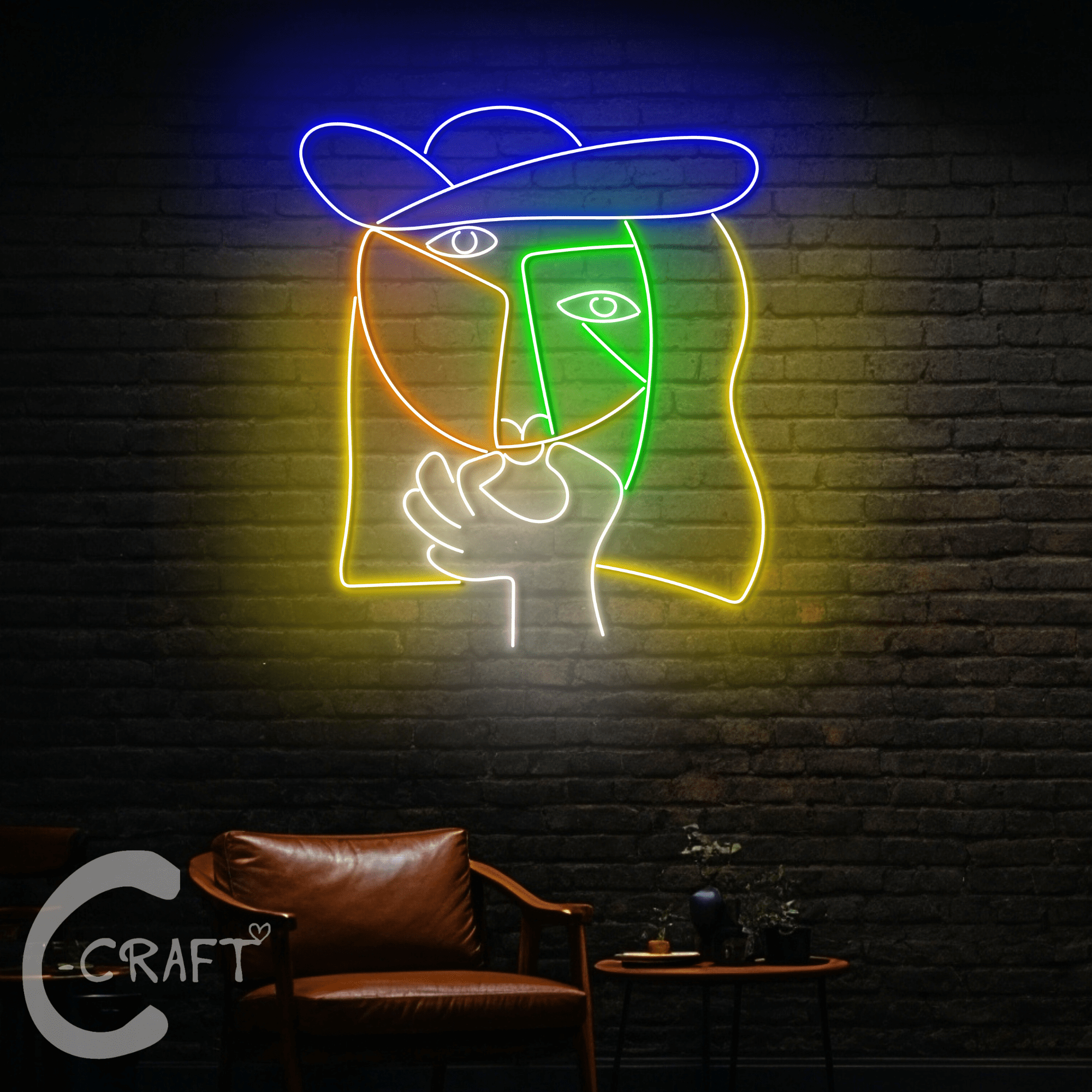 C-CRAFT Abstract Funny Face Neon Led Light Up 38 inch for Toilet ...