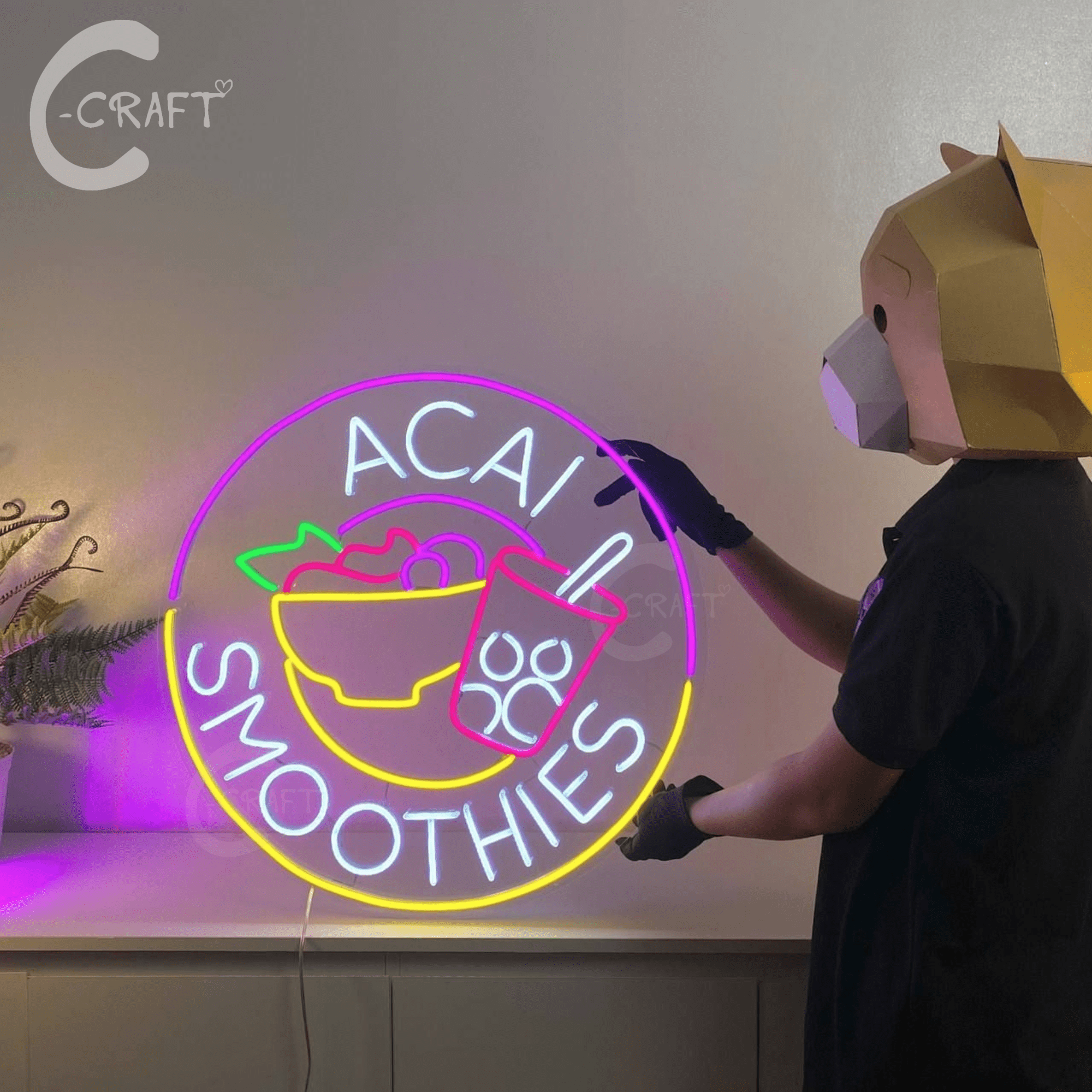 C-CRAFT Acai Smoothies Neon Light Led Sign 25 inch for Acai Smoothie ...