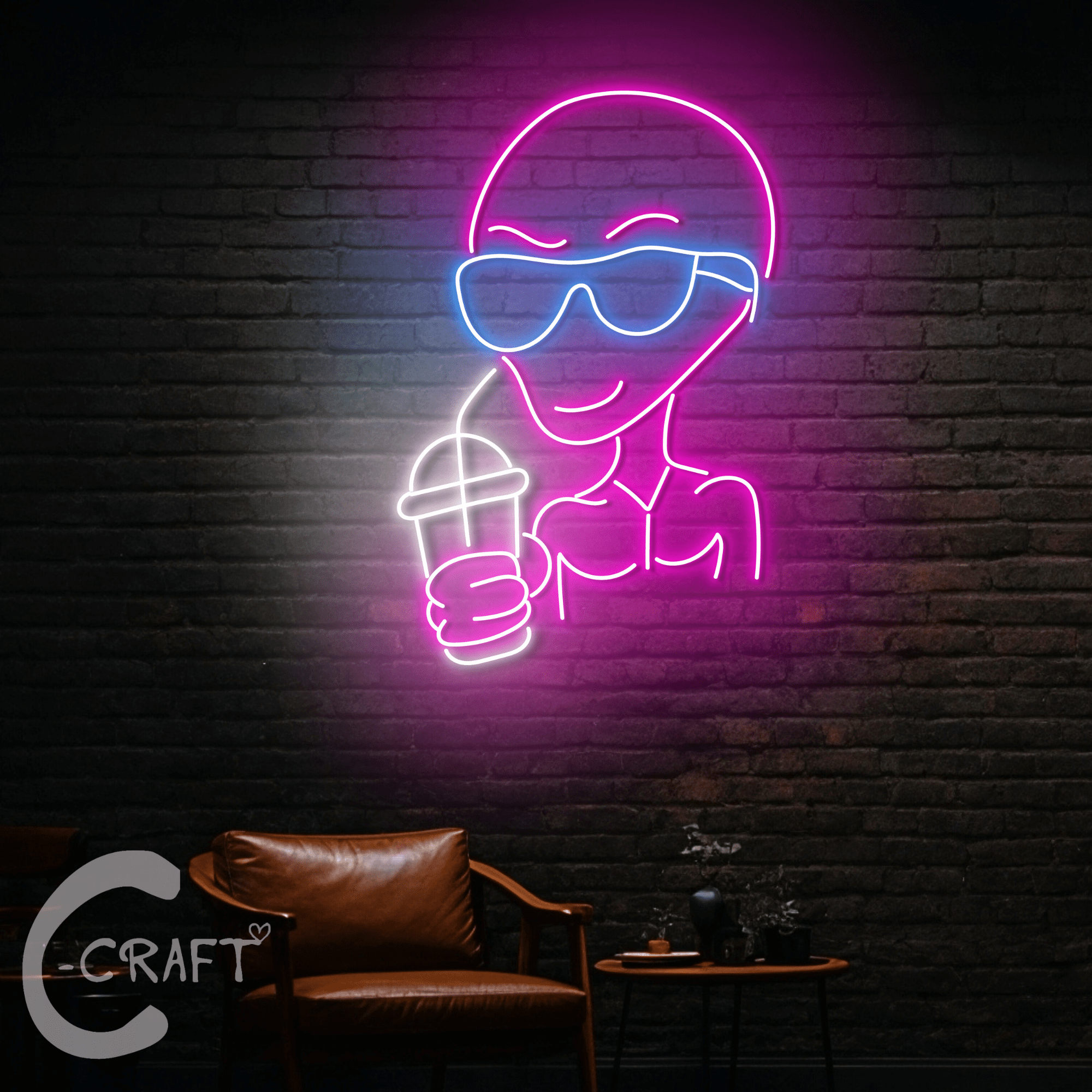 C-CRAFT Alien Drink Juice Neon Led Light Up 25 inch for Fruit Juice ...