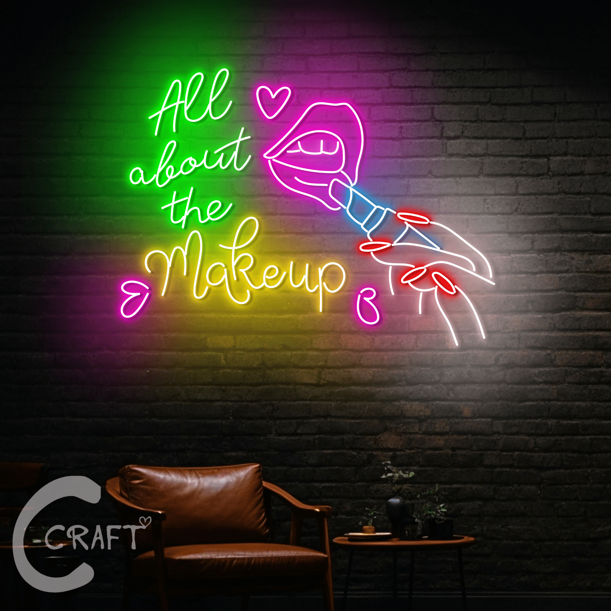 C-CRAFT All About The Makeup Neon Led Light Up 40 inch for Makeup ...
