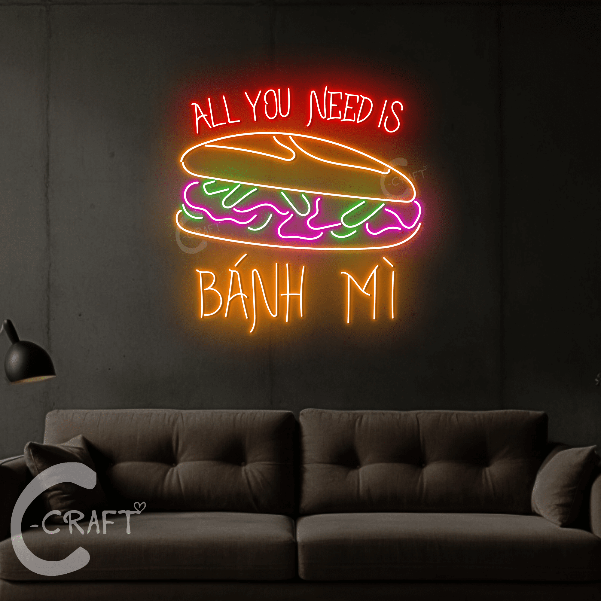 C-CRAFT All You Need Is Banh Mi Led Light Neon Sign 40 inches for Banh ...