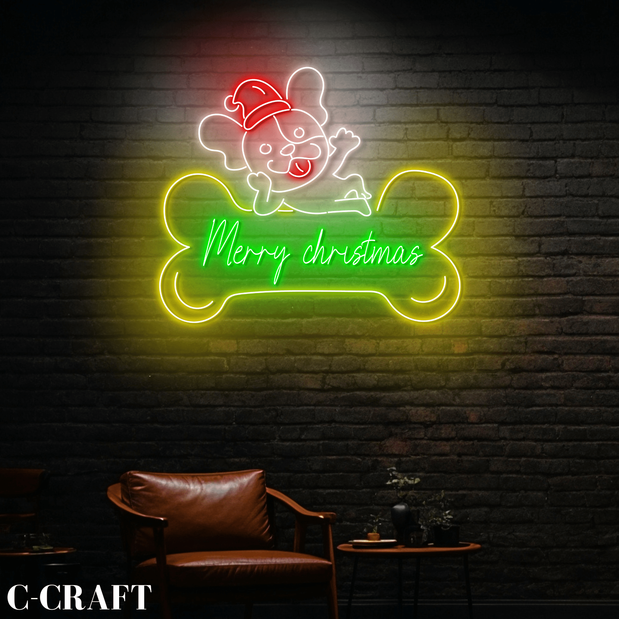 C-CRAFT American Bulldog Neon Sign Led Light Sign Wall Art for Dog Shop ...