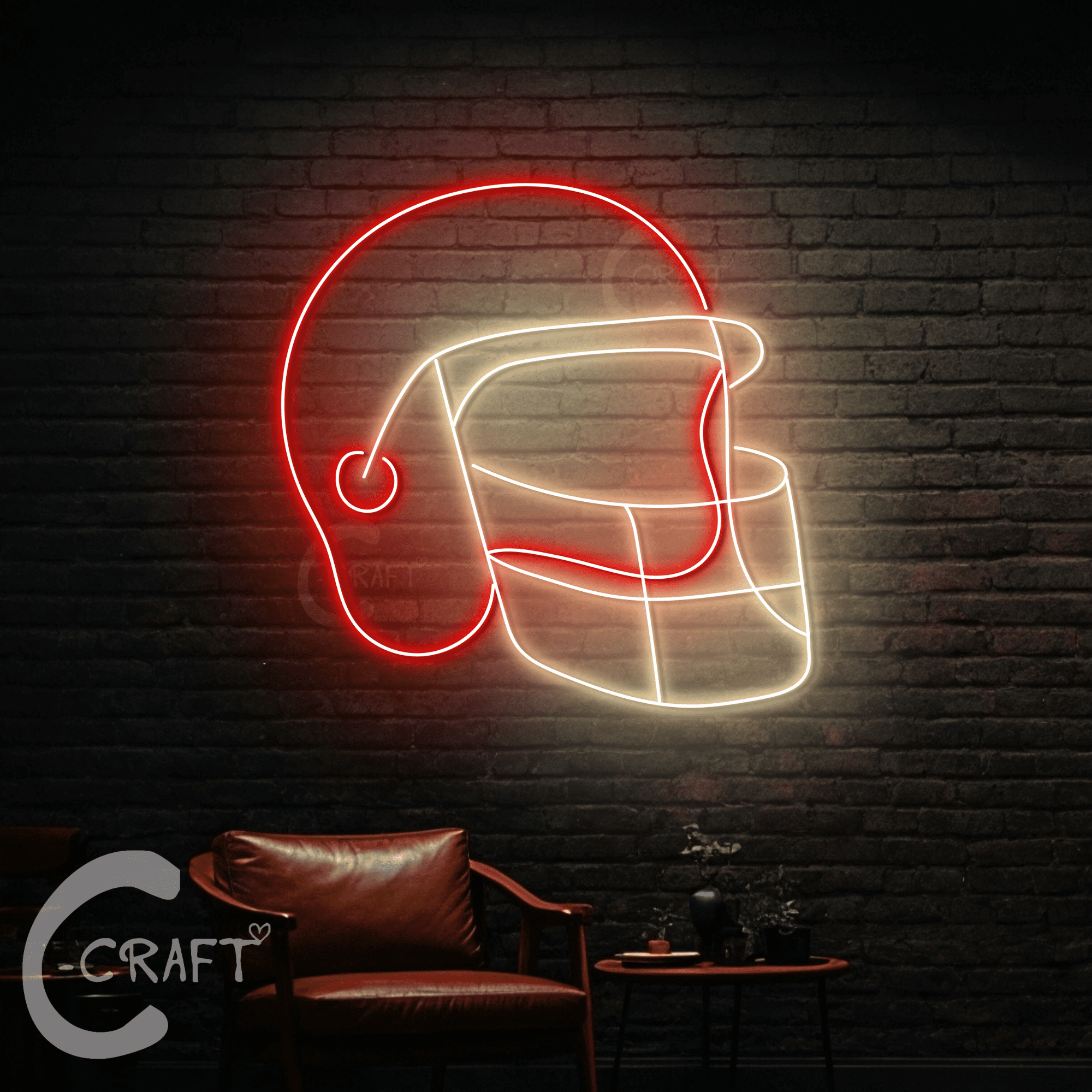 C-CRAFT American Football Helmet Neon Light Led Sign 33 inch for ...