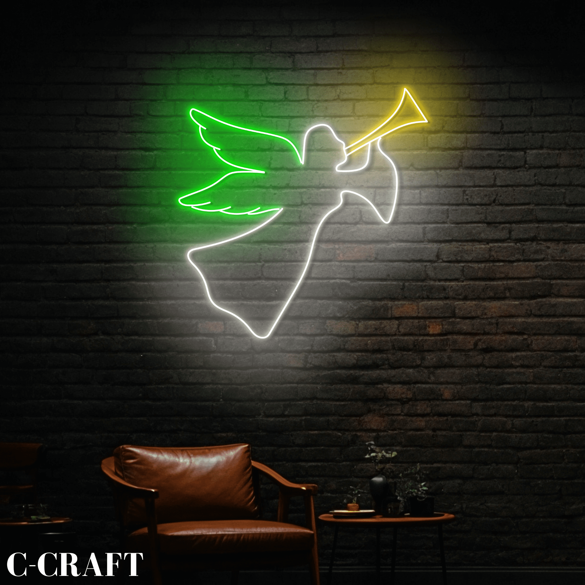 C-CRAFT Angel Blow Trumpet Christmas Neon Sign Wall Decor LED Light ...