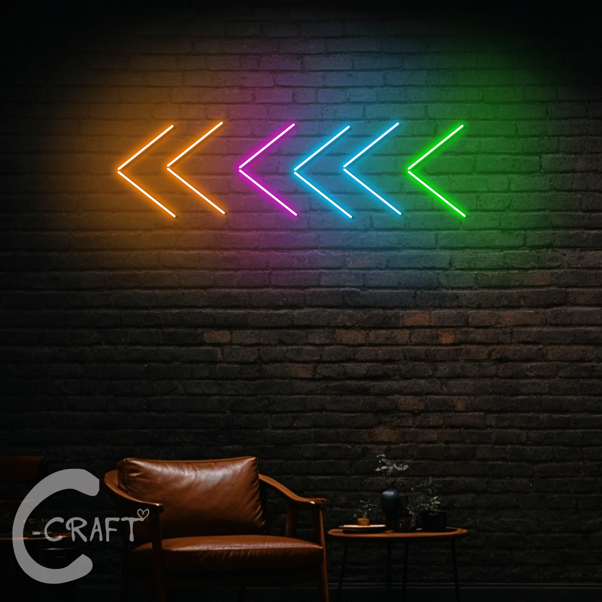 C-CRAFT Arrow Direction Neon Led Light Up 18 inch for Restaurant Bar ...