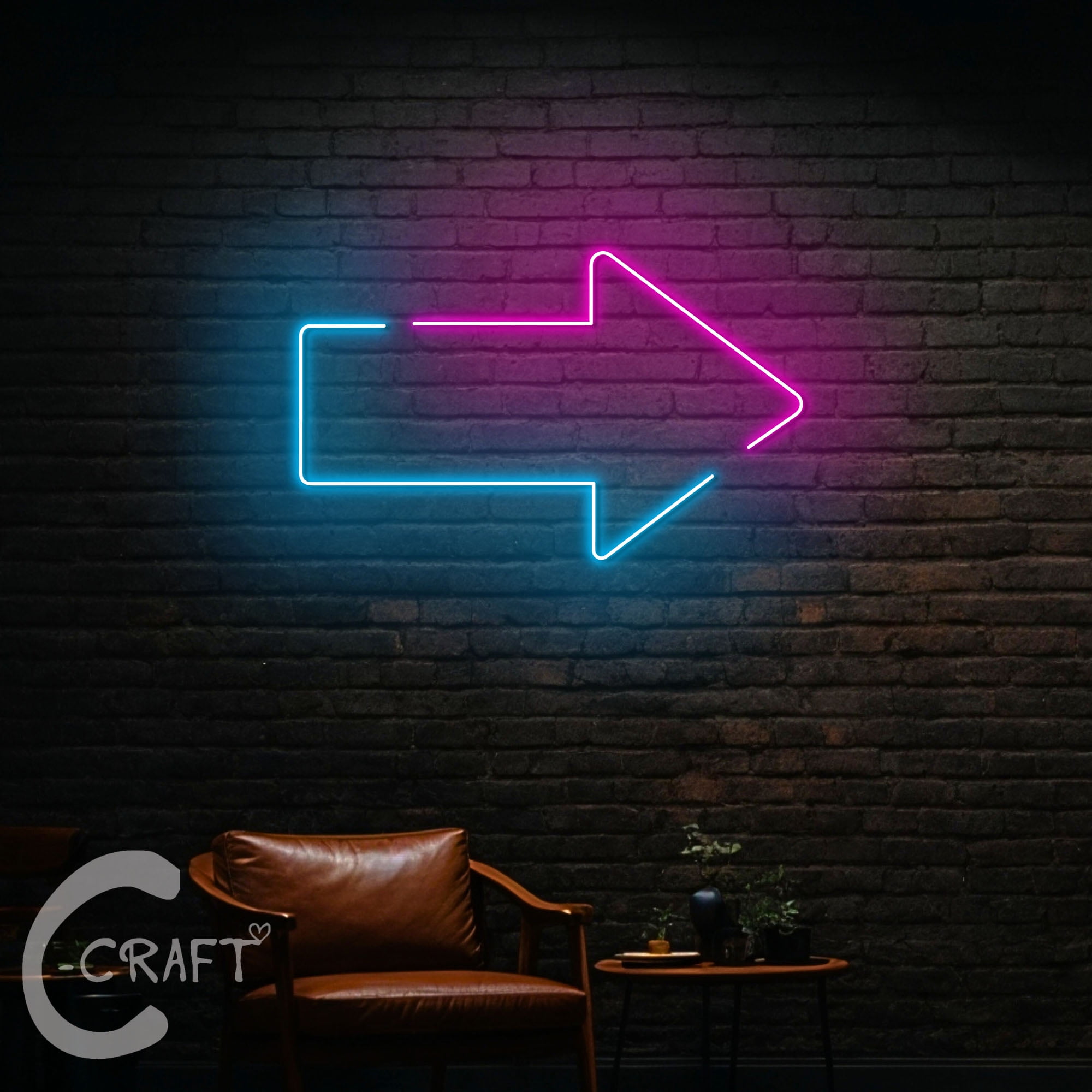 C-CRAFT Arrow Neon Led Light Up 30 inch for Restaurant Home Bar Wall ...