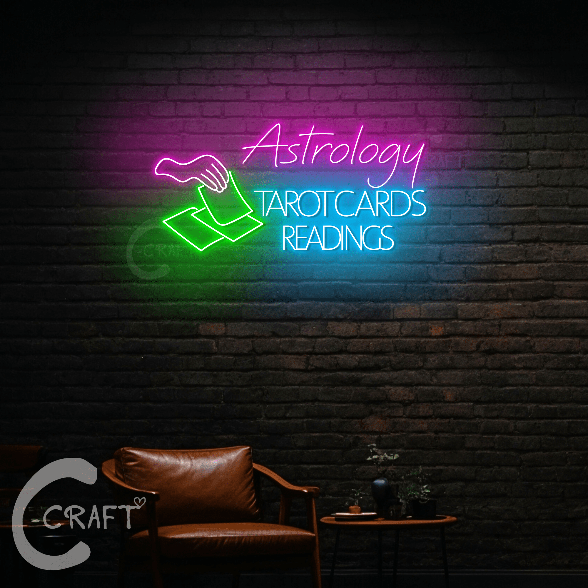 C-CRAFT Astrology Tarot Cards Reading Neon Sign Led Light Up 33 inch ...