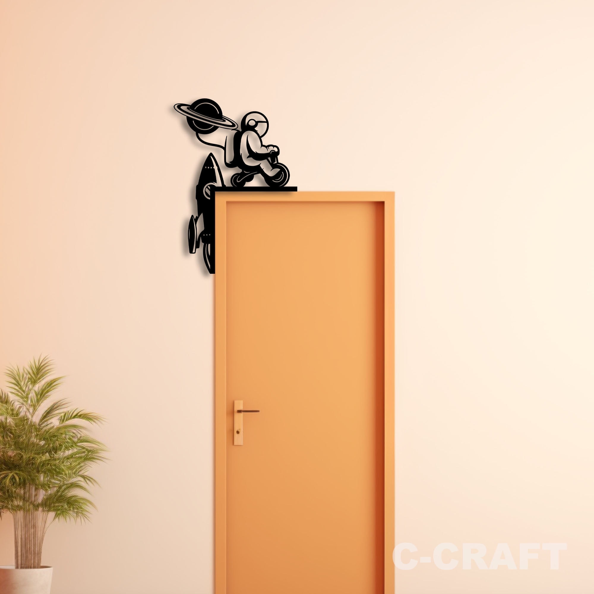 C-CRAFT Astronaut Rocket Metal Decorative Door Corner 8 inch for Modern ...