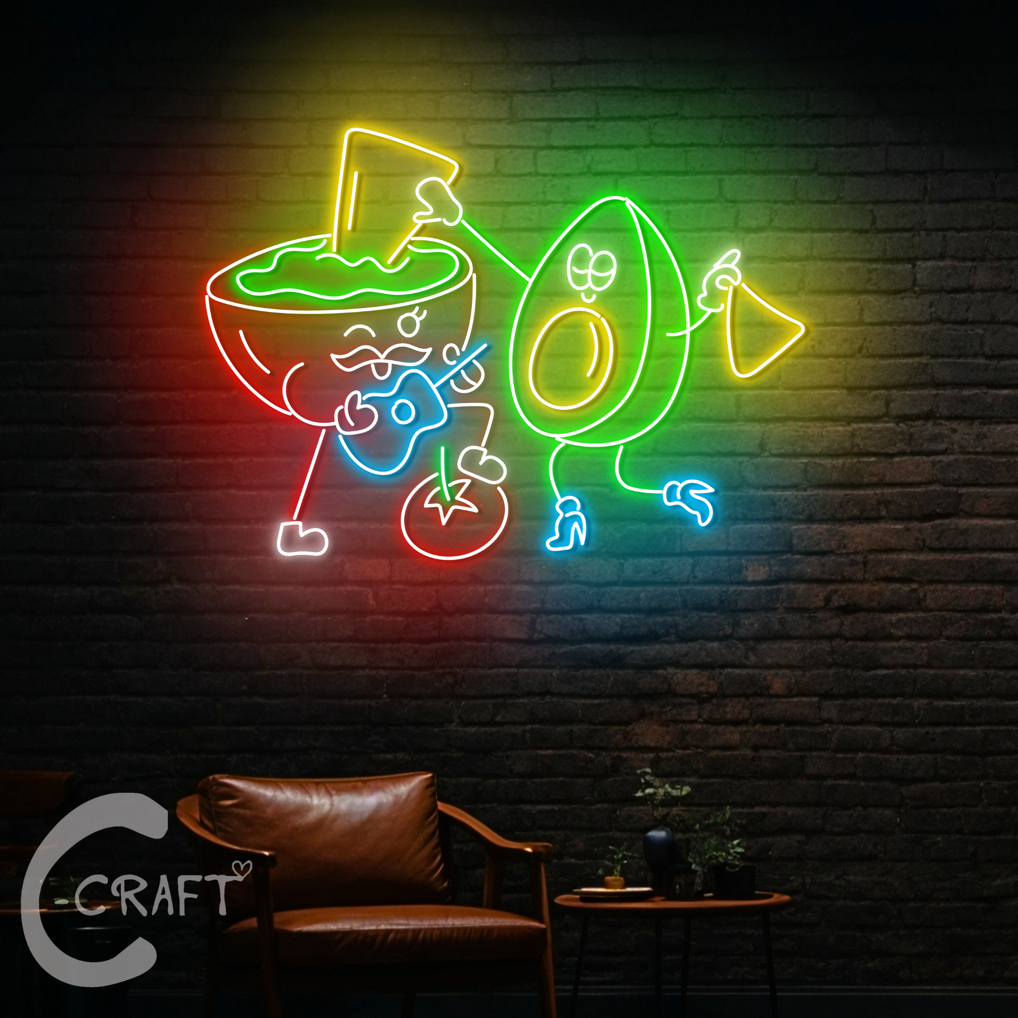 C-CRAFT Avocado Guacamole Neon Led Light Up 40 inch for Mexican ...