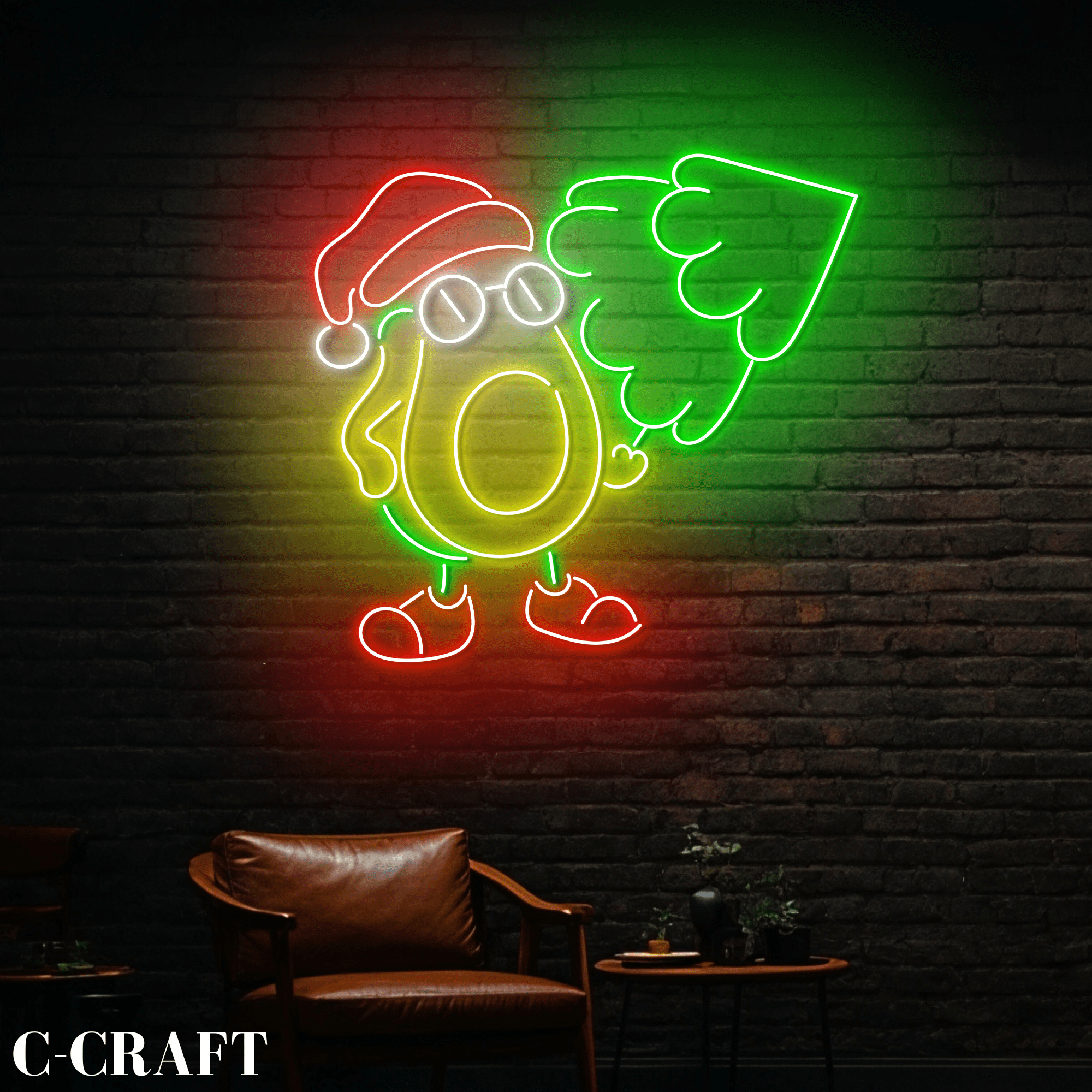 C-CRAFT Avocado Pine Tree Neon Led Light for Christmas Avocado Shop ...