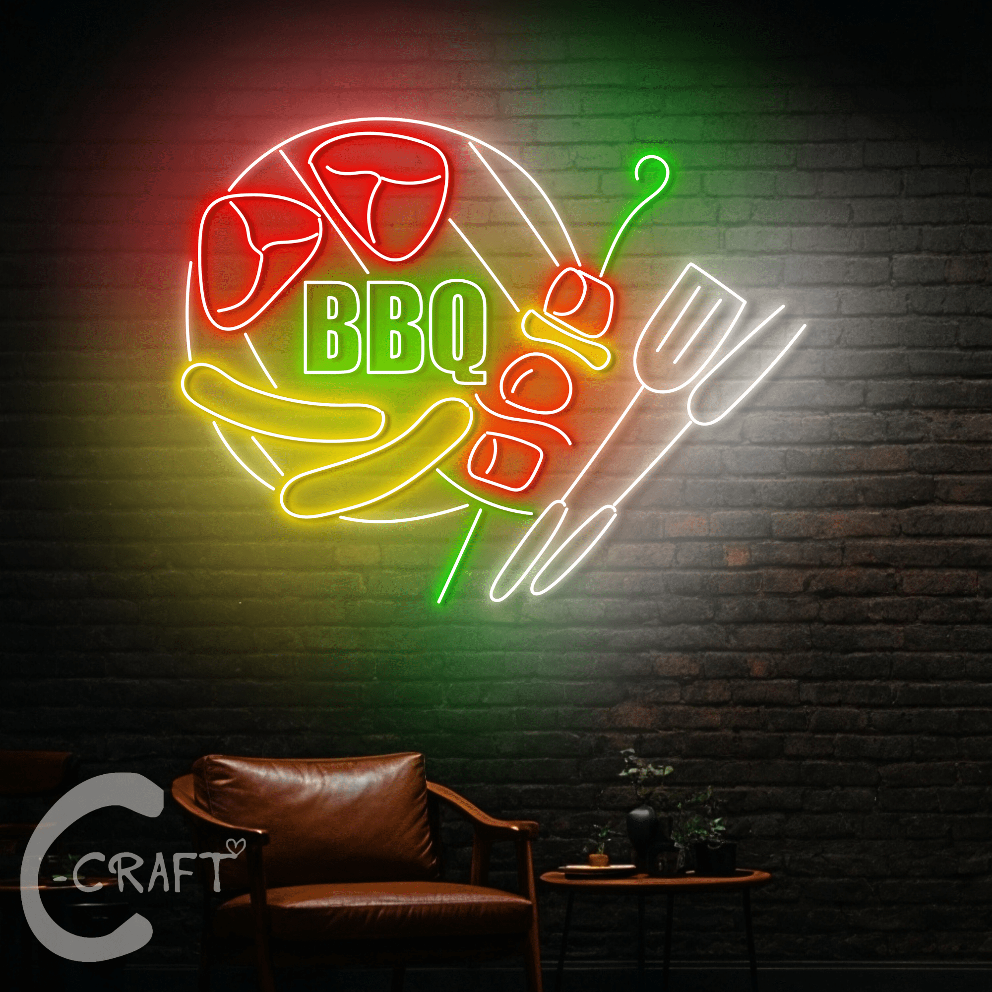 C-CRAFT BBQ Neon Led Light for Barbecue Restaurant & Grill Bar Wall Art ...