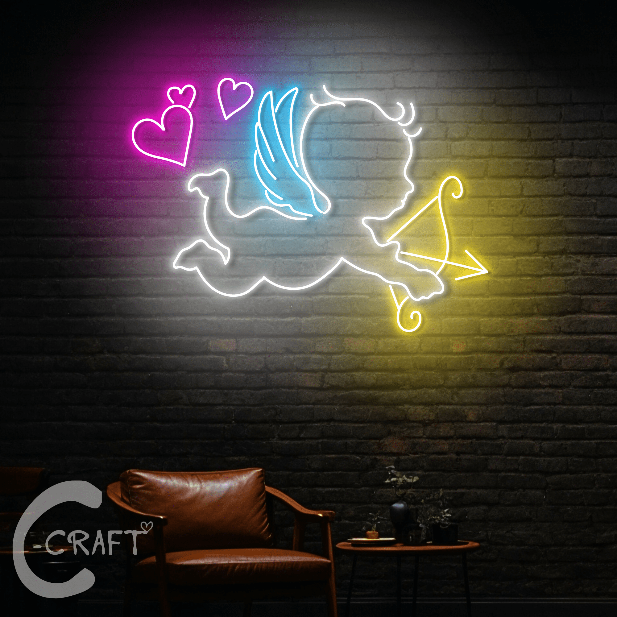 C-CRAFT Baby Cupid Neon Led Light Up 33 inch for Valentine Wedding Home ...