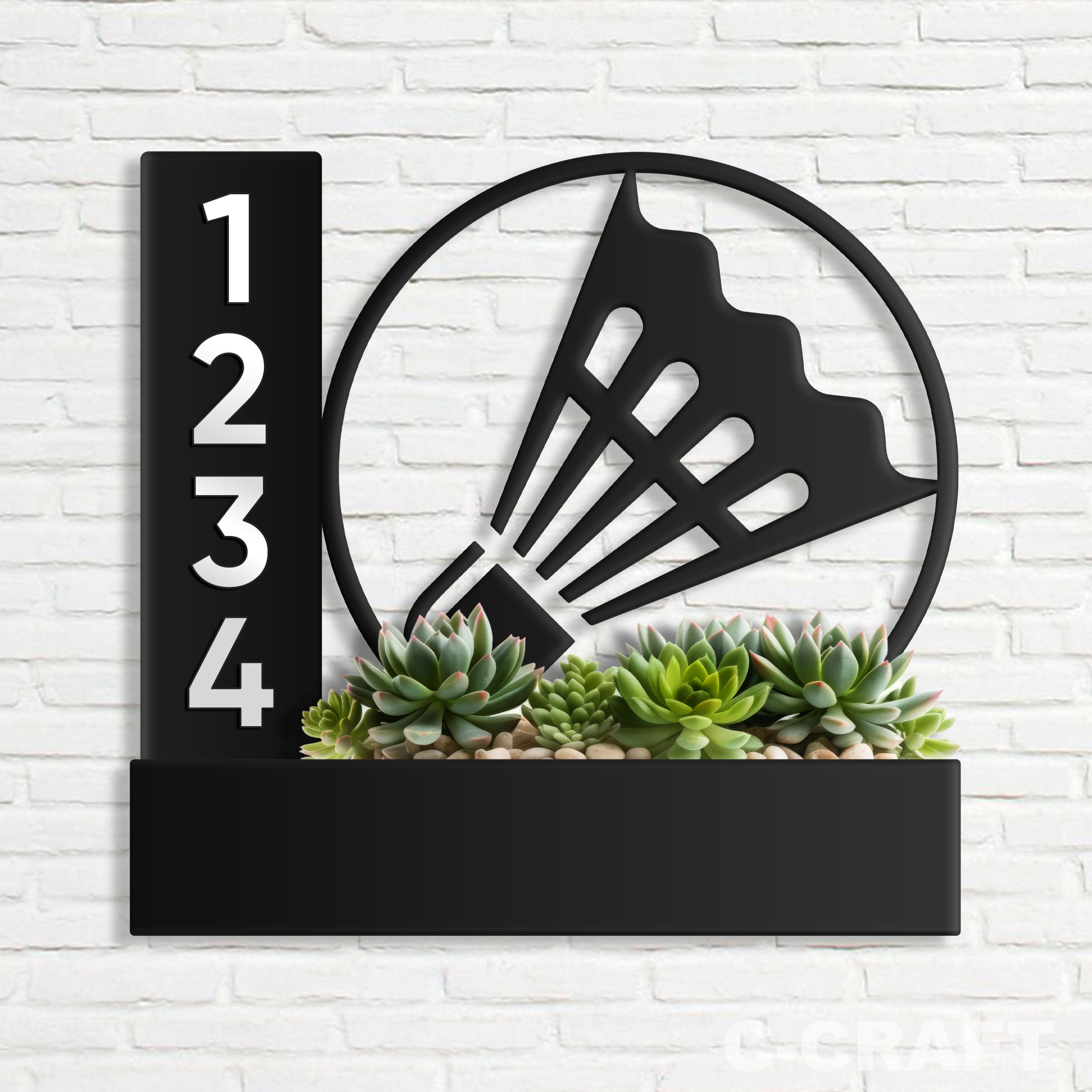 C-CRAFT Badminton 14 Inch Modern Metal Address Sign Planter Box for ...