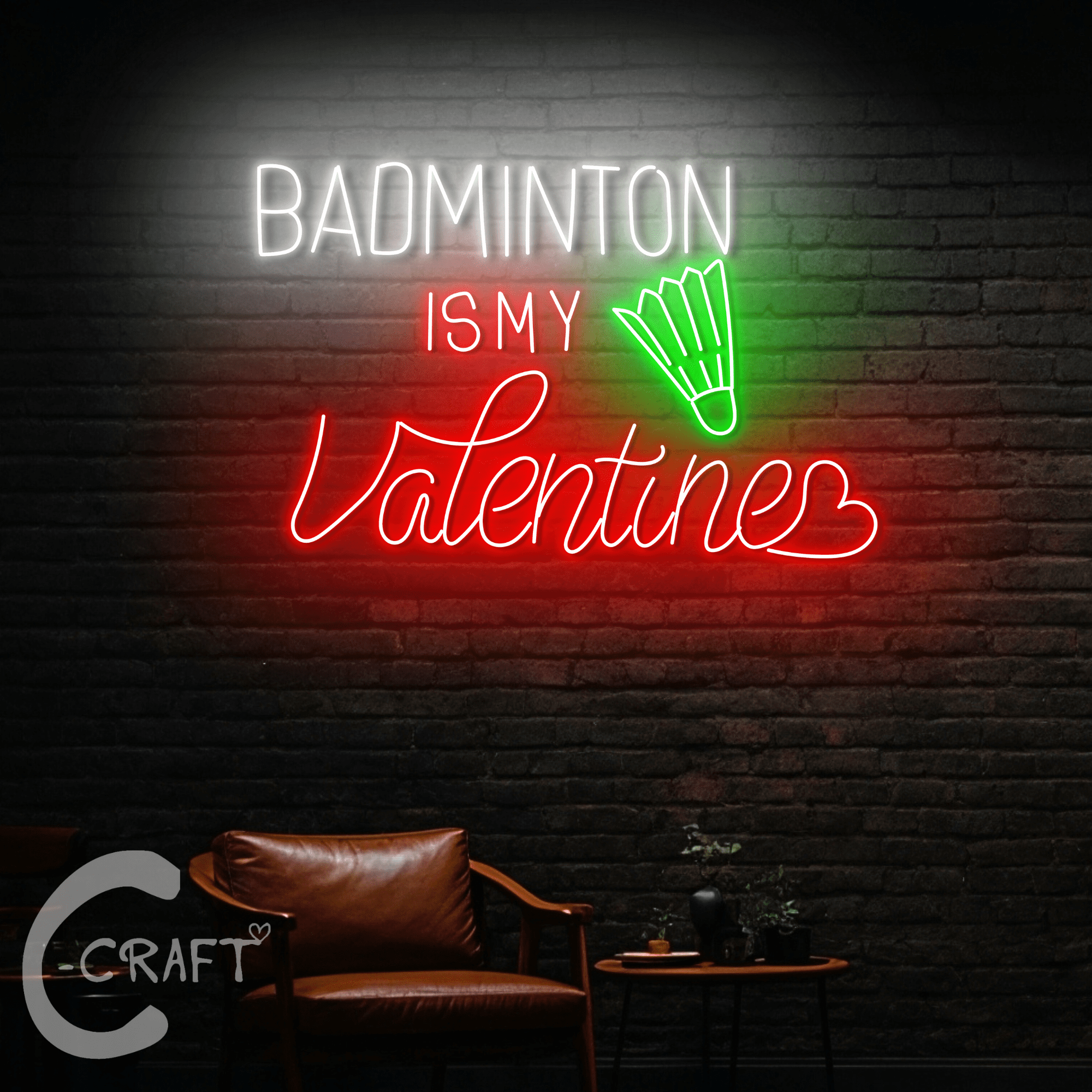 C-CRAFT Badminton Is My Valentine Neon Led Light Sign 27 inch for ...